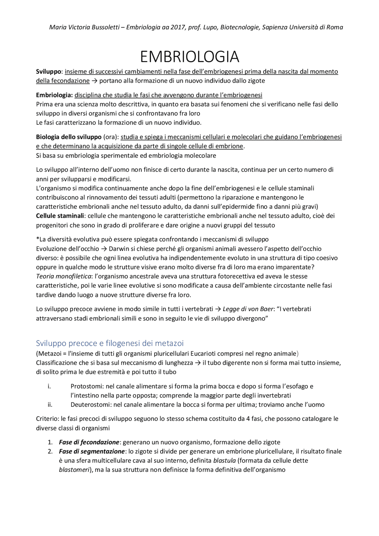 Embriologia Appunti Integrati Immagini Docsity