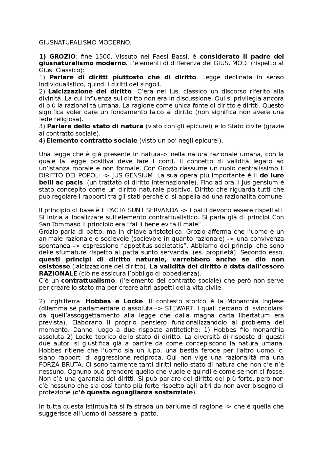 Giusnaturalismo Moderno Docsity