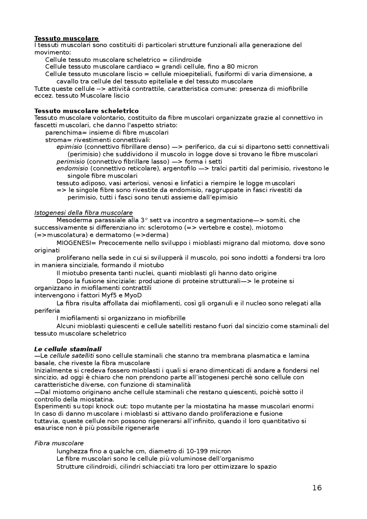 Tessuto Muscolare Istologia 2018 Docsity