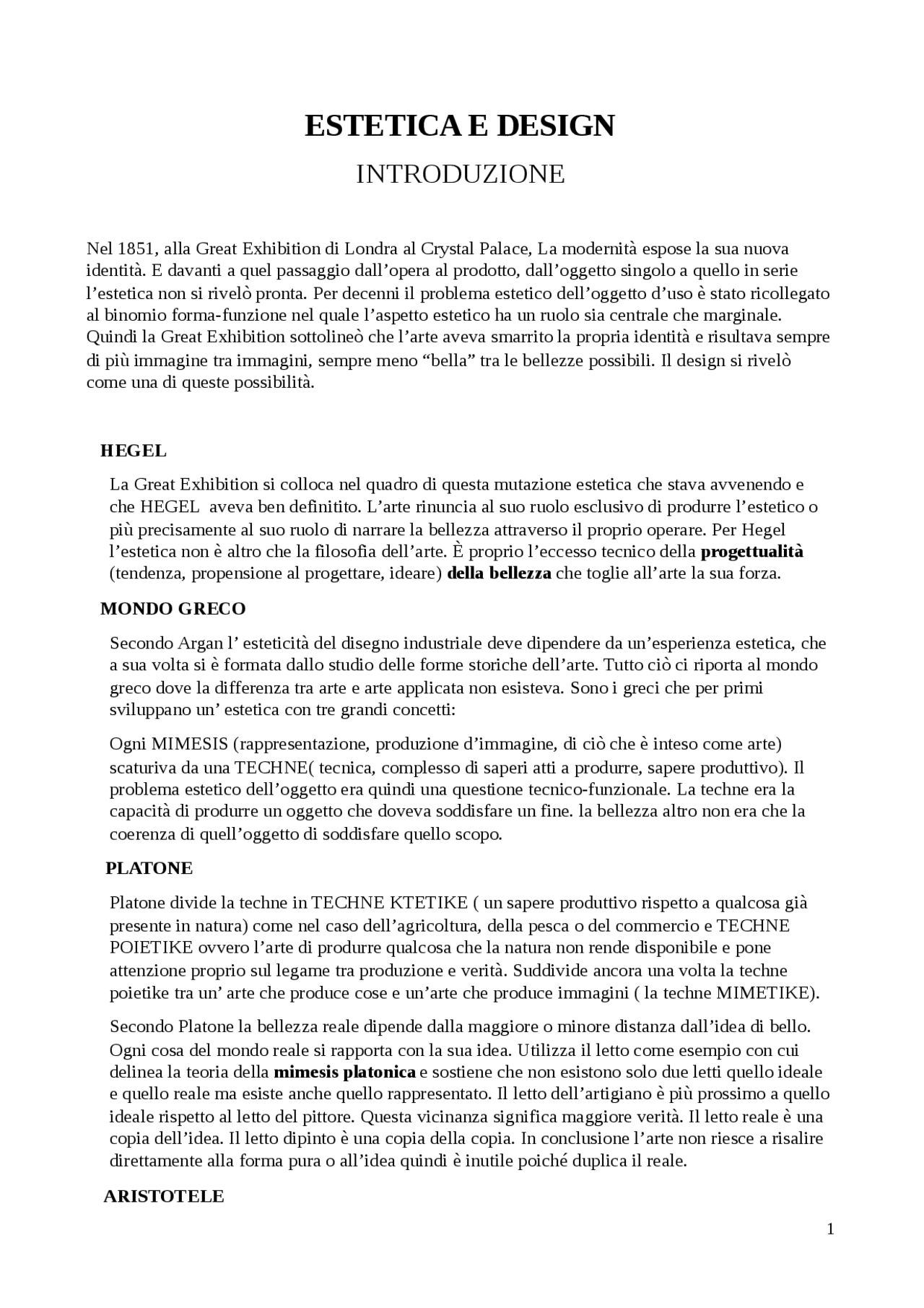 Riassunti Estetica E Design Docsity