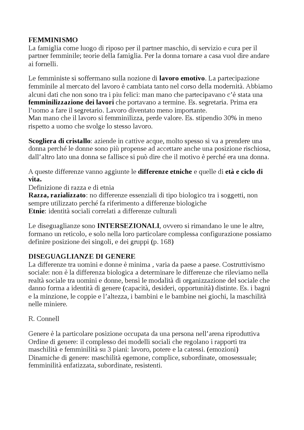 Appunti Sul Femminismo E La Femminilita Docsity