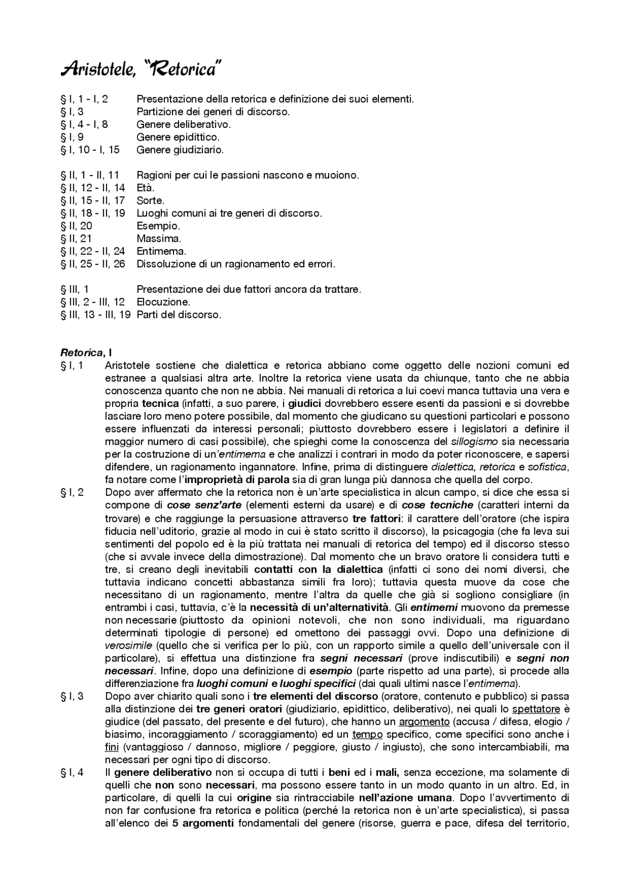 Retorica Aristotele Docsity