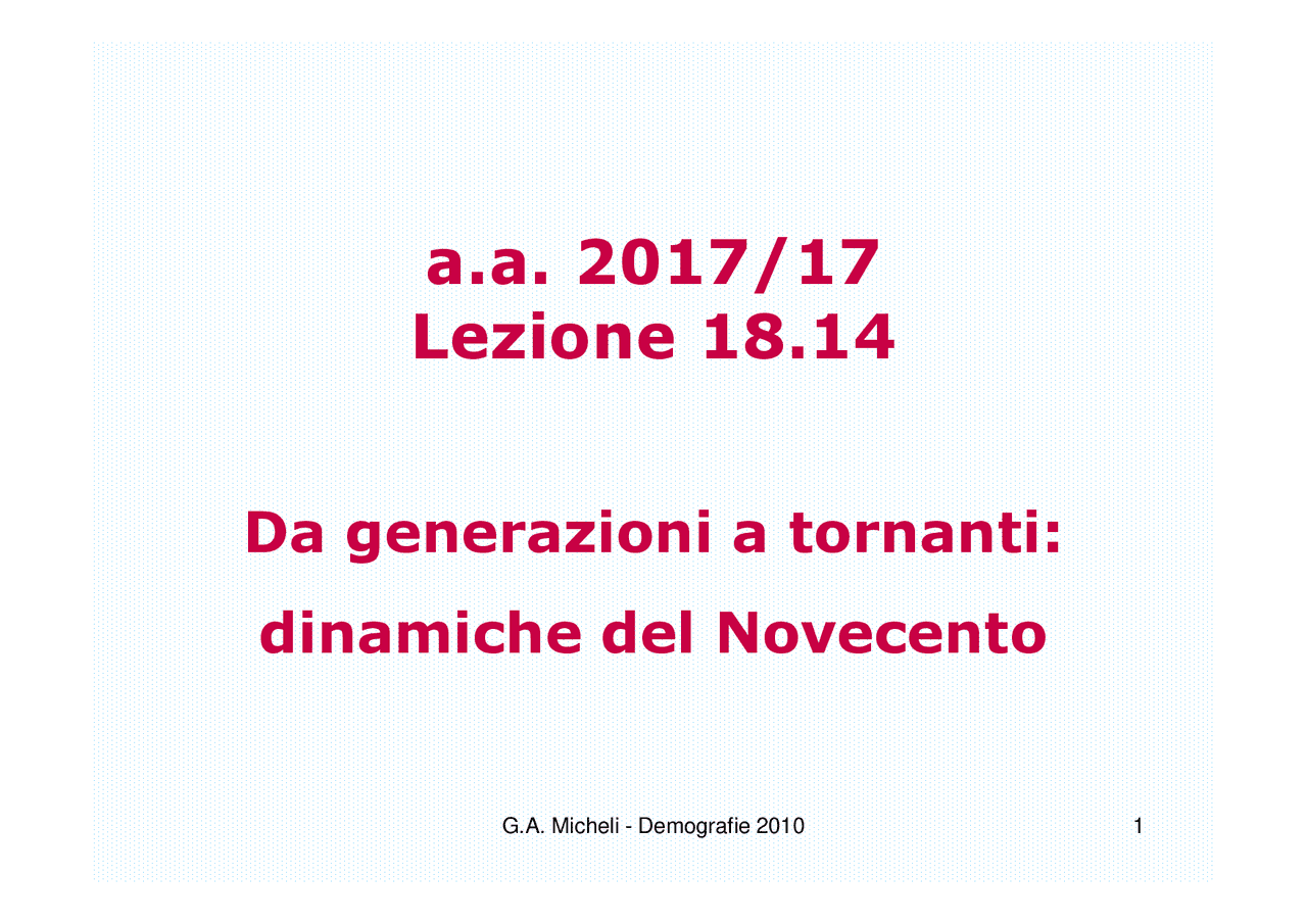 Slide Corso Di Strutture E Processi Del Mutamento Demografico Docsity