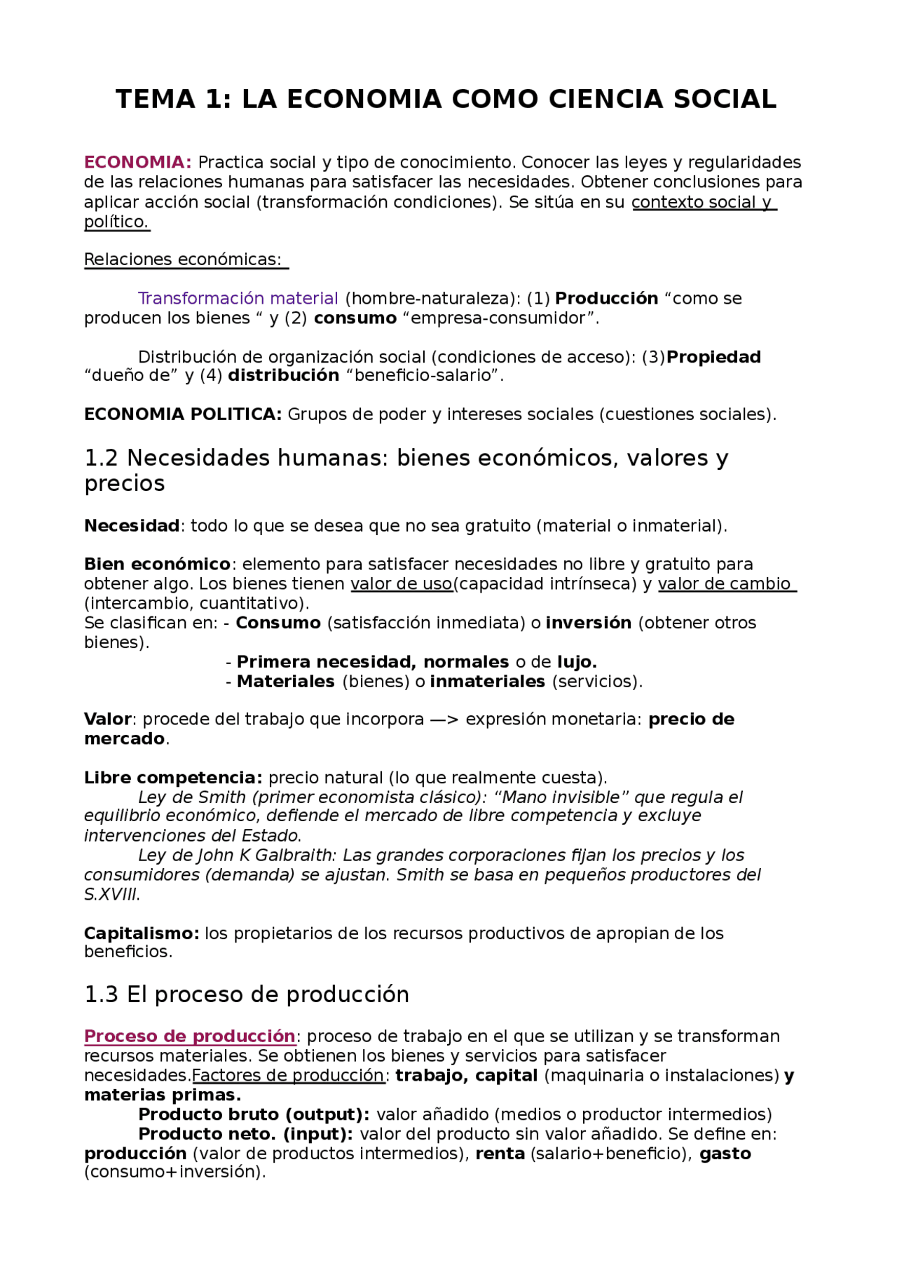 Apuntes Primero De Economia Docsity
