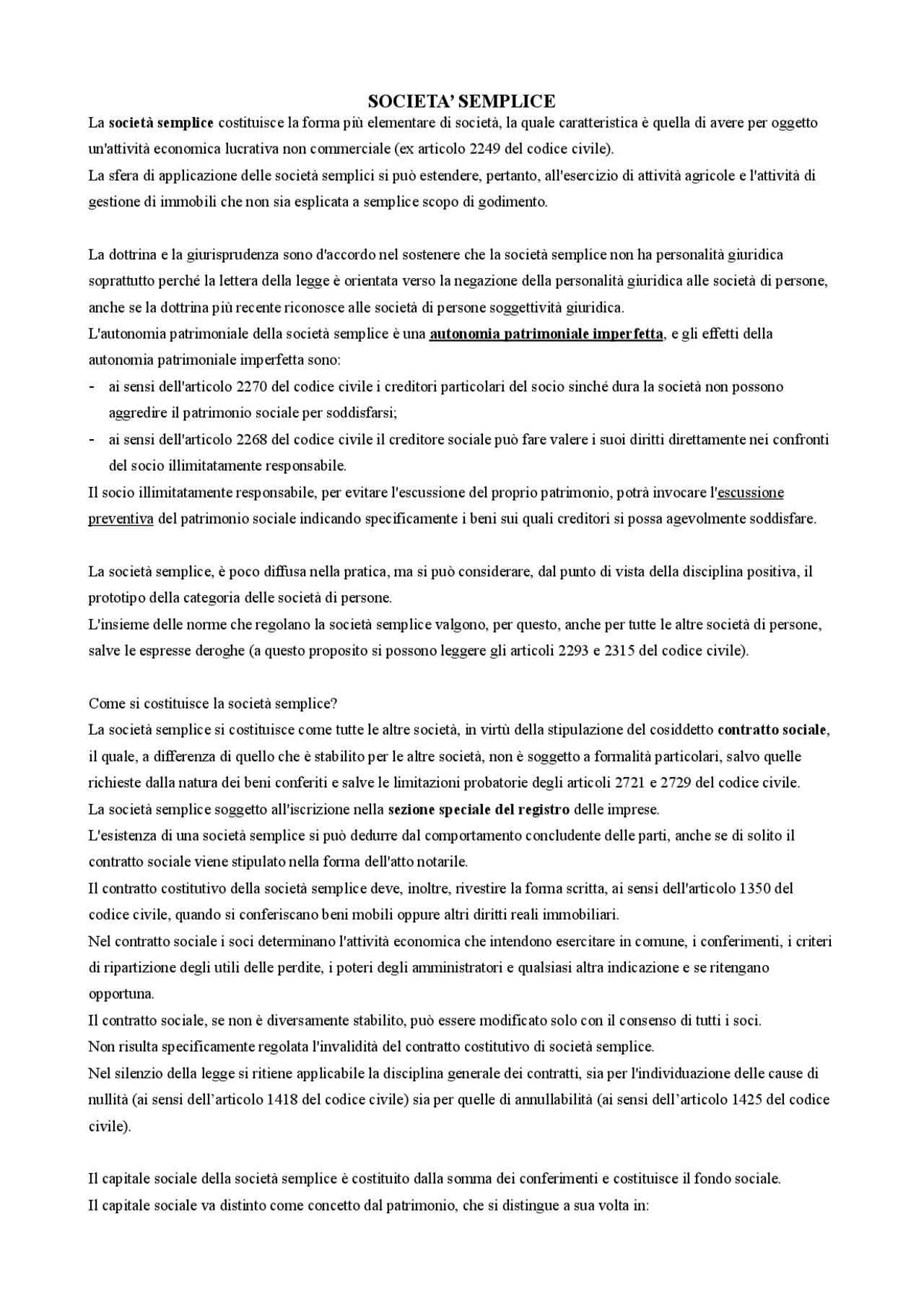 La Società Semplice Docsity