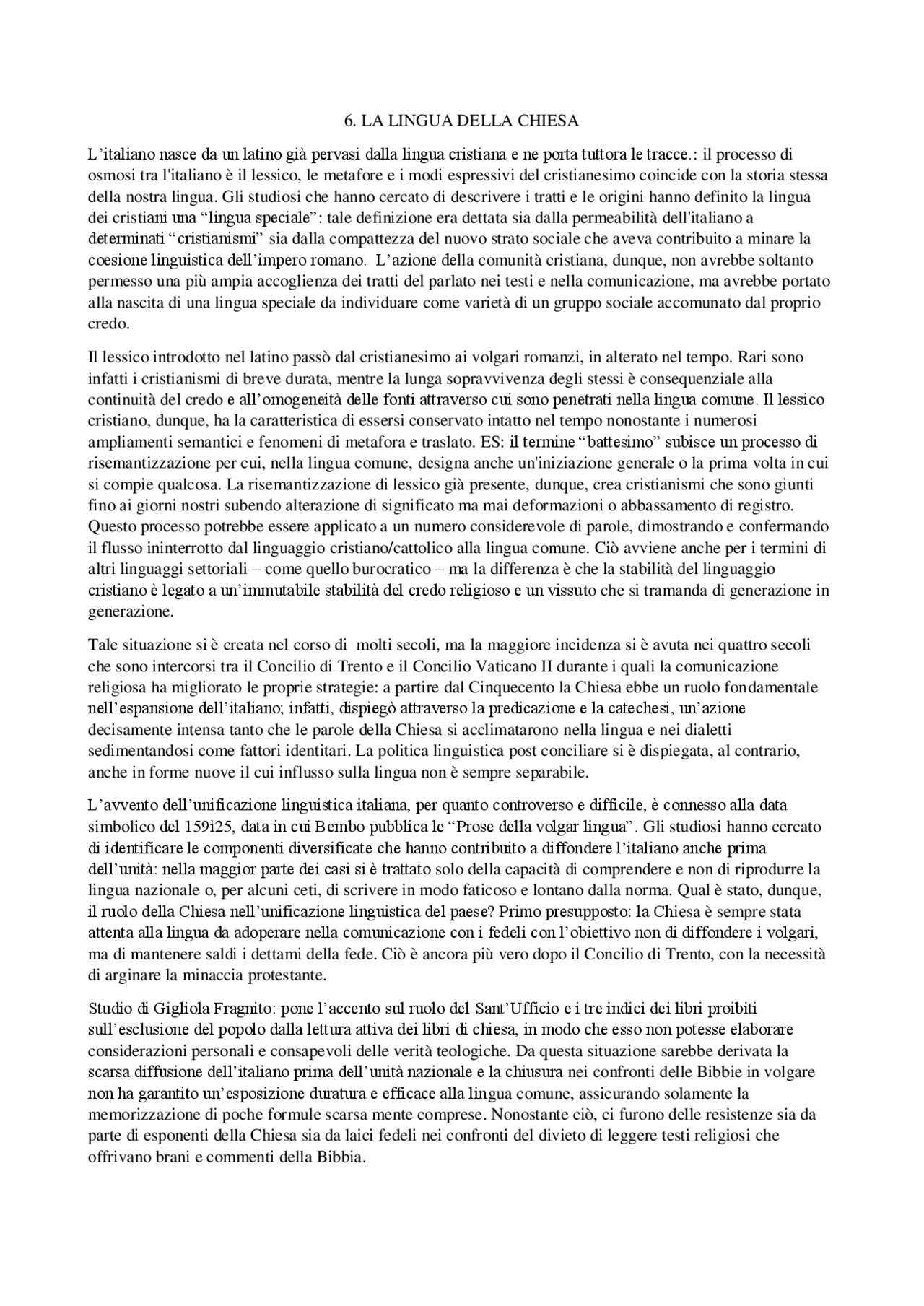 Riassunto Del Cap 6 In Trifone Lingua E Identità Una Storia Sociale