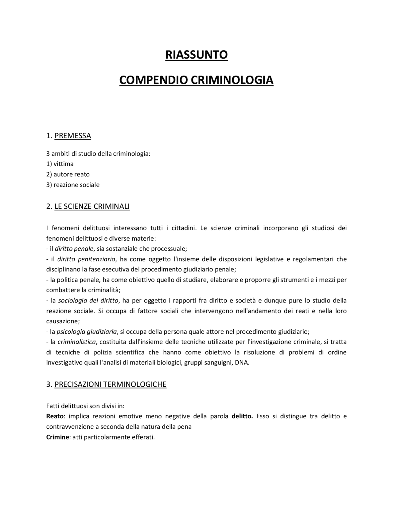 Compendio Criminologia Ponti Betsos Docsity