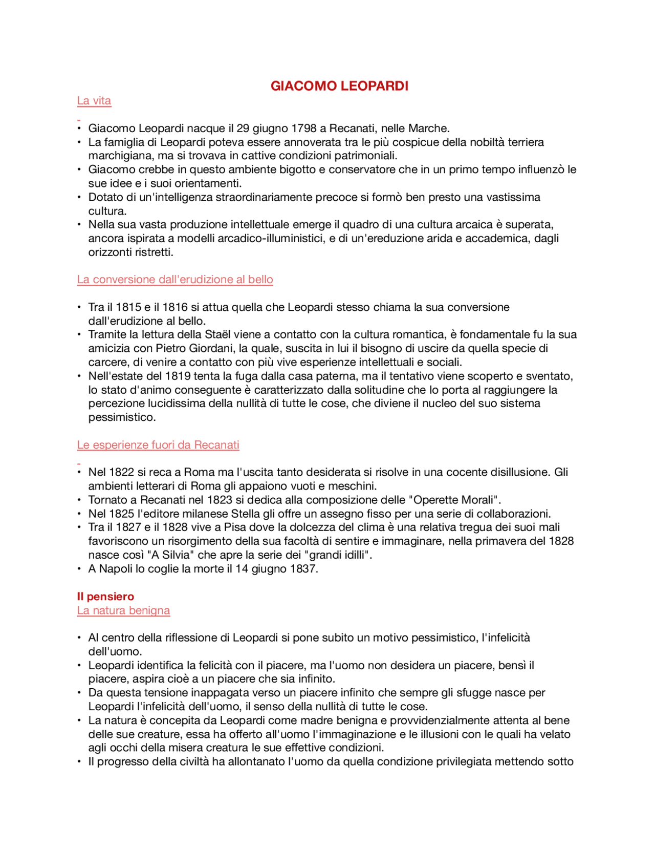 Analisi Di G Leopardi Docsity