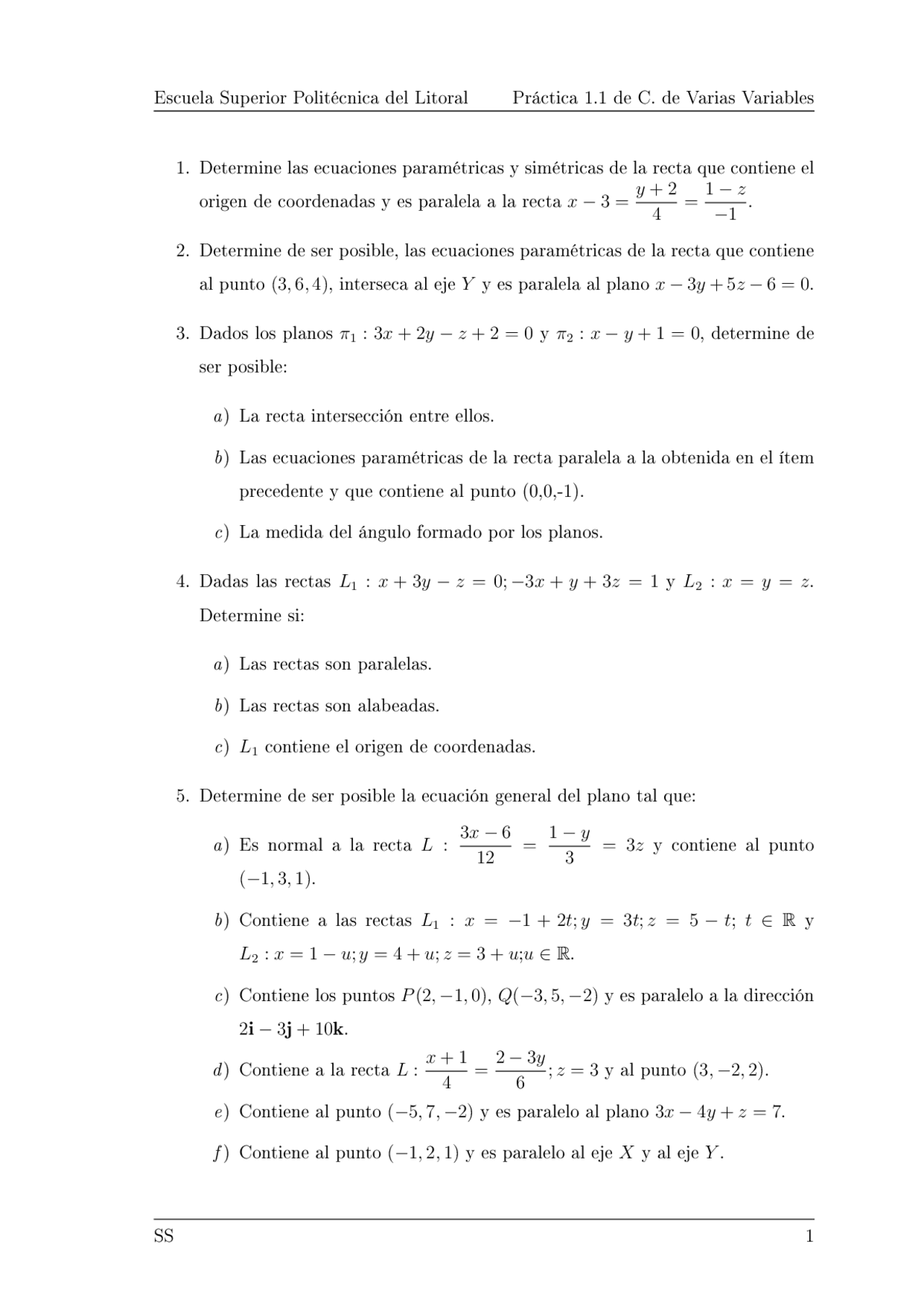 Ejercicios De Cálculo De Varias Variables Docsity