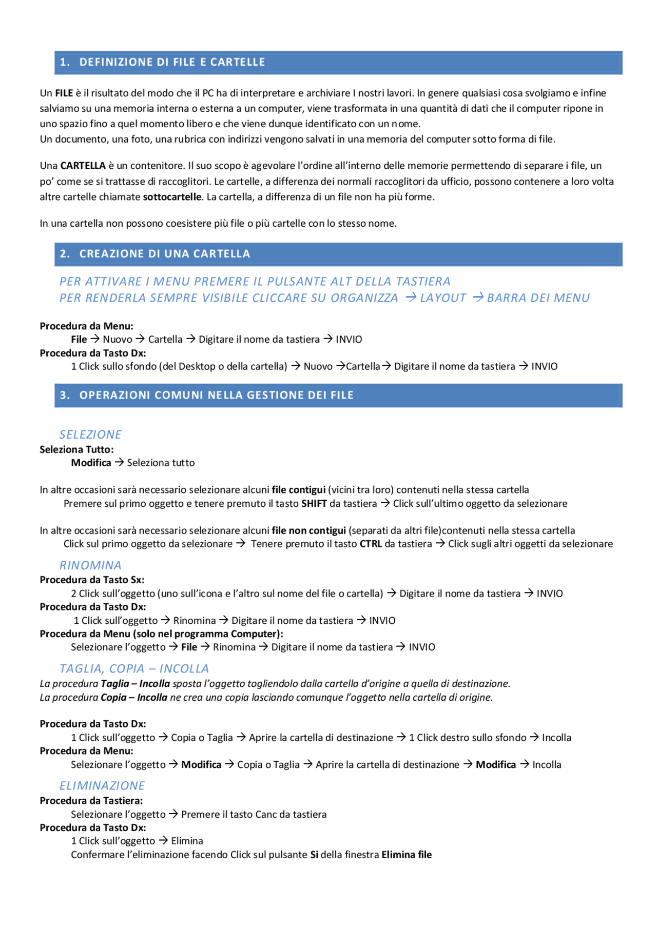 Gestione File E Cartelle Docsity