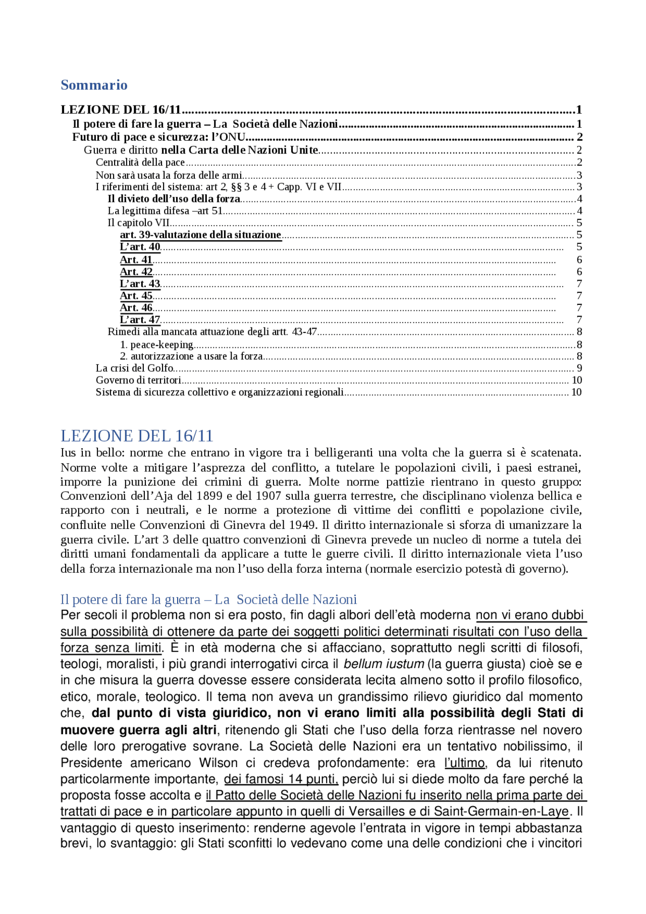 Riassunto Di Manuale Di Diritto Internazionale Di B Conforti Parte