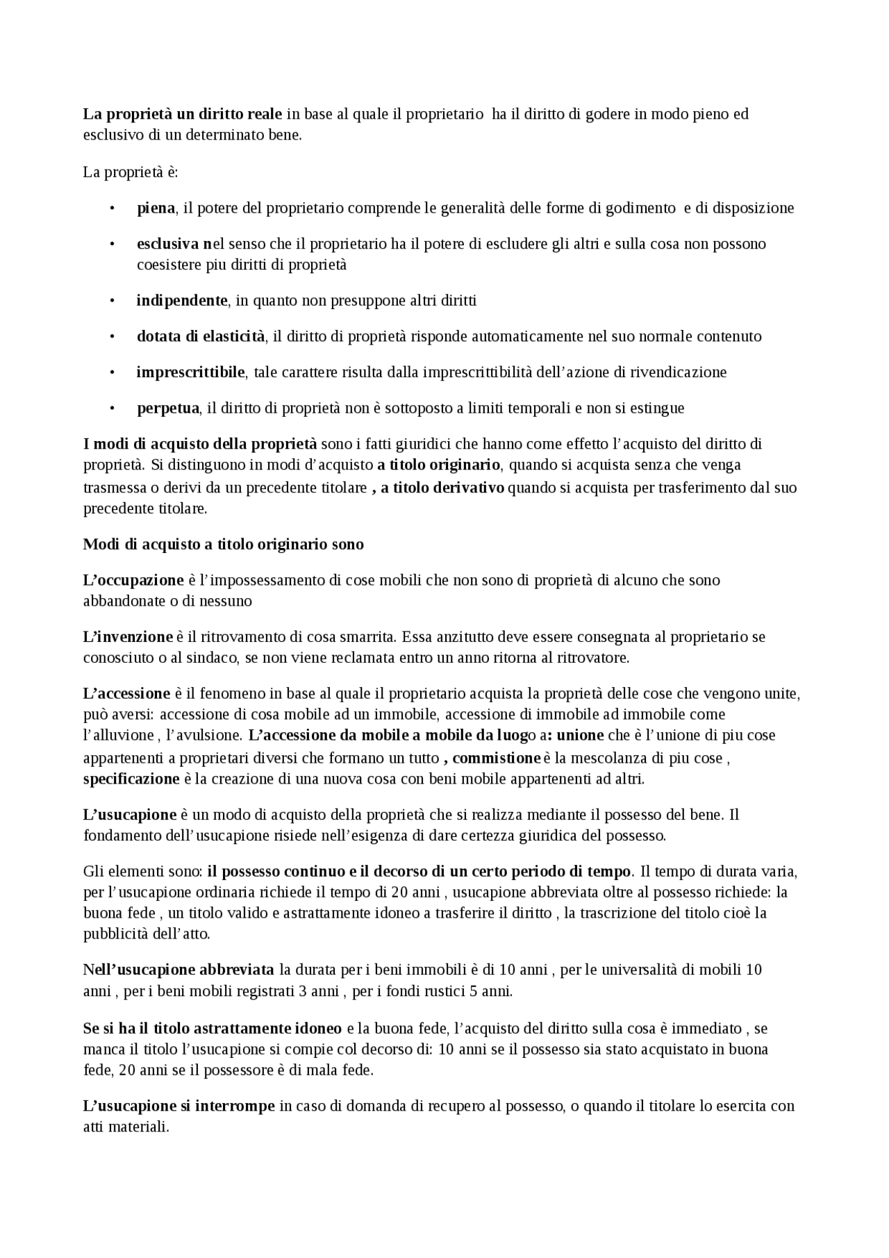 Diritto Privato La Proprieta In Generale Docsity