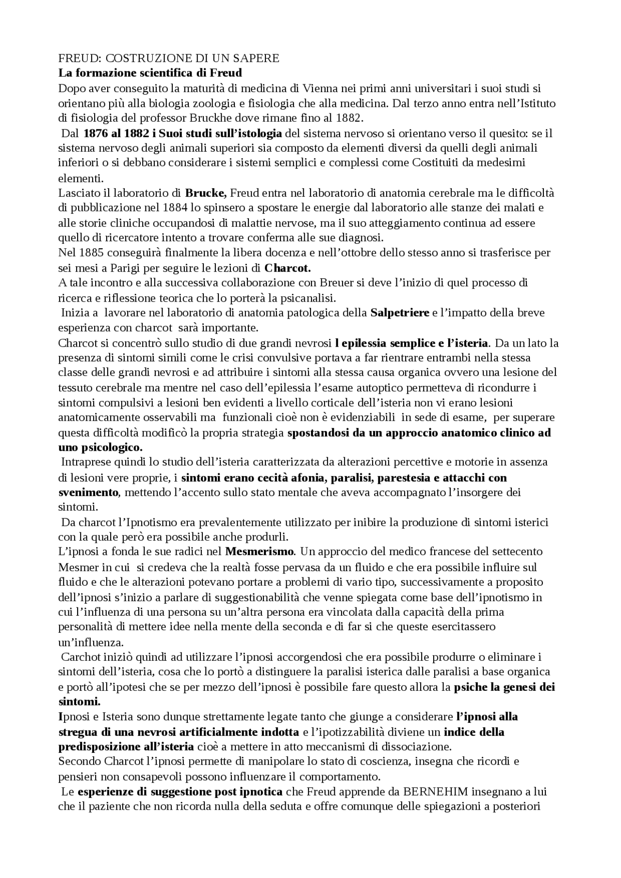 Riassunto Completo Sigmund Freud La Costruzione Di Un Sapere” Esame