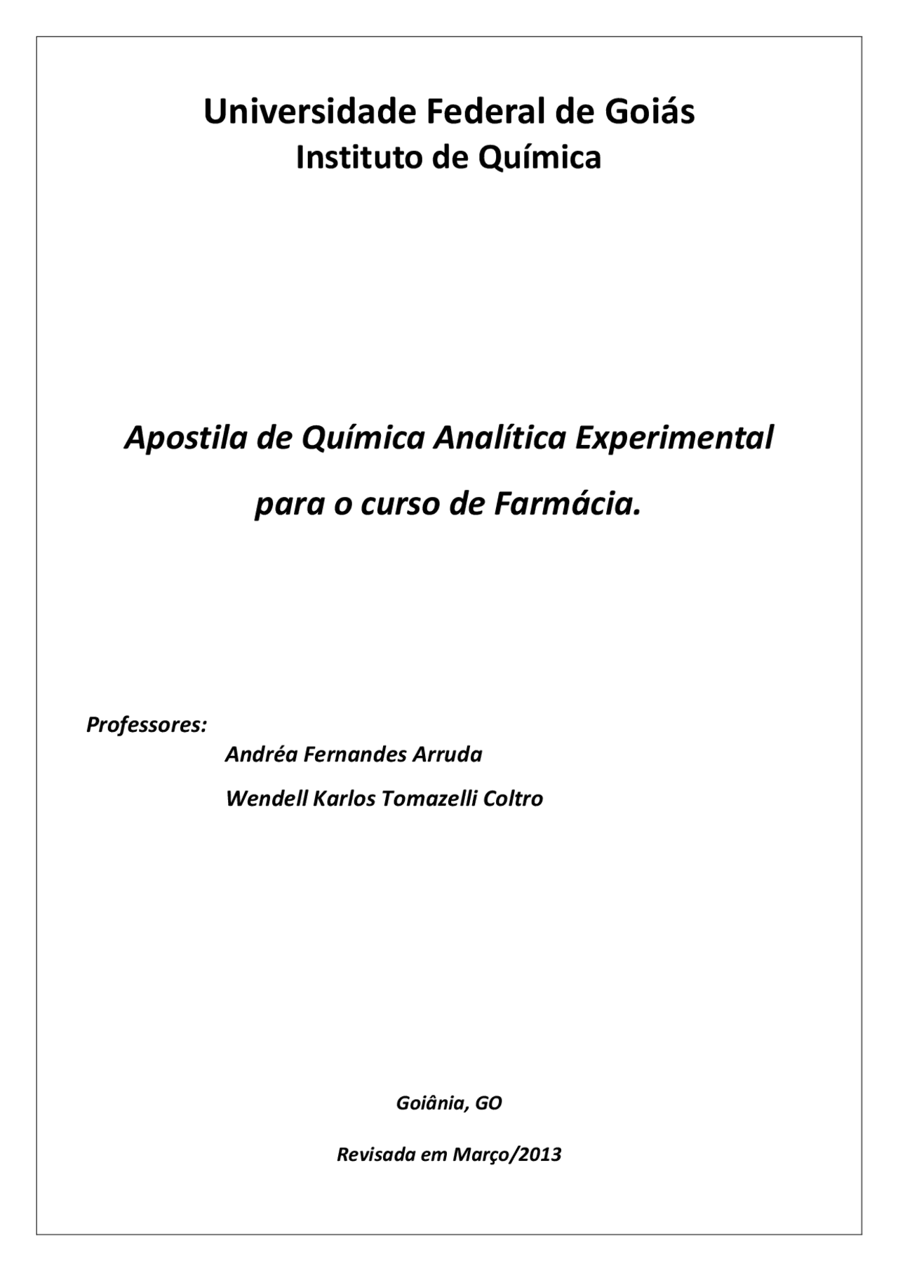 Apostila De Química Analítica Experimental Docsity