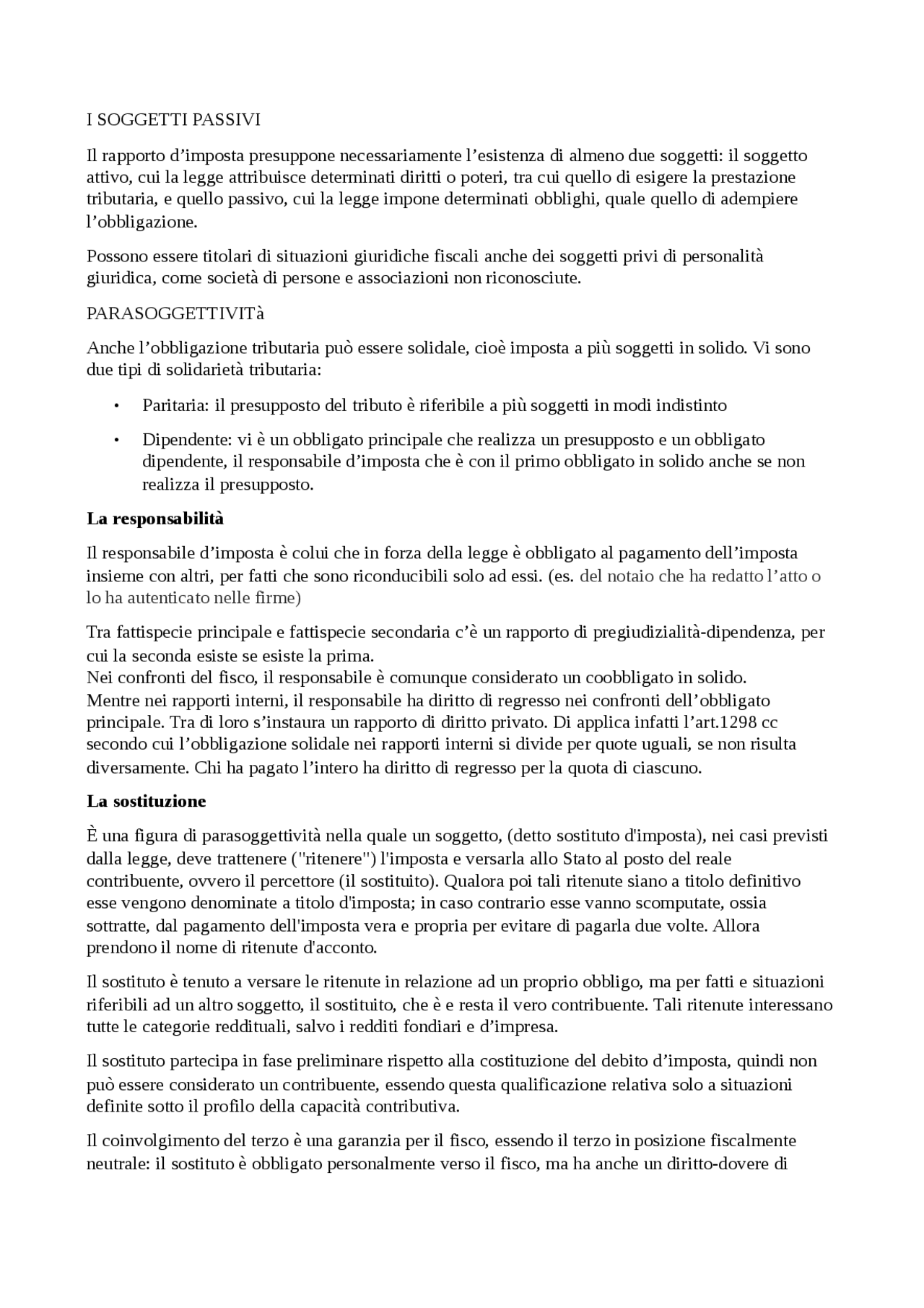 2..soggetti passivi - Riassunto Percorsi di diritto tributario - Docsity
