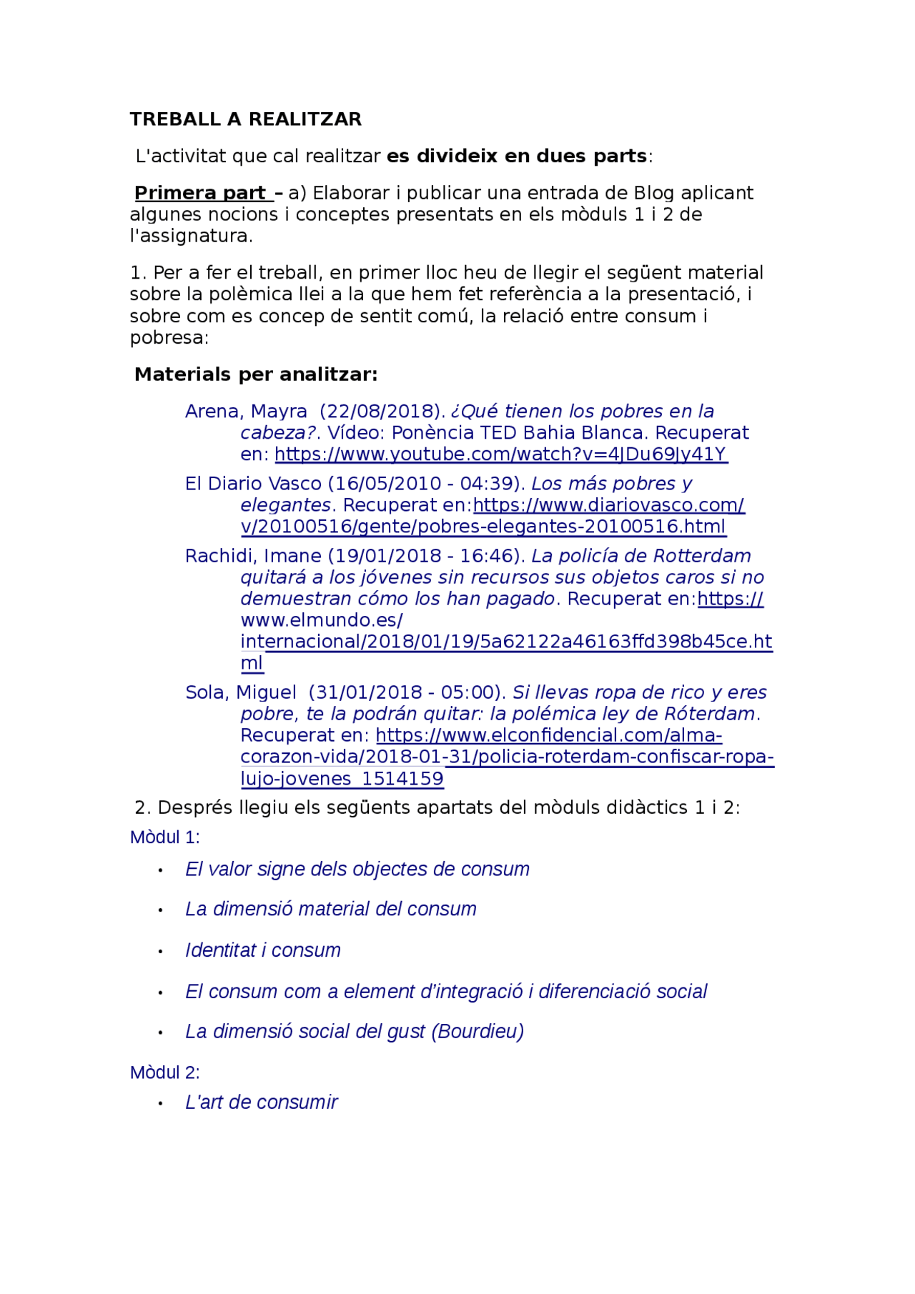 Identitat I Consum Enunciat Pac 1 Docsity