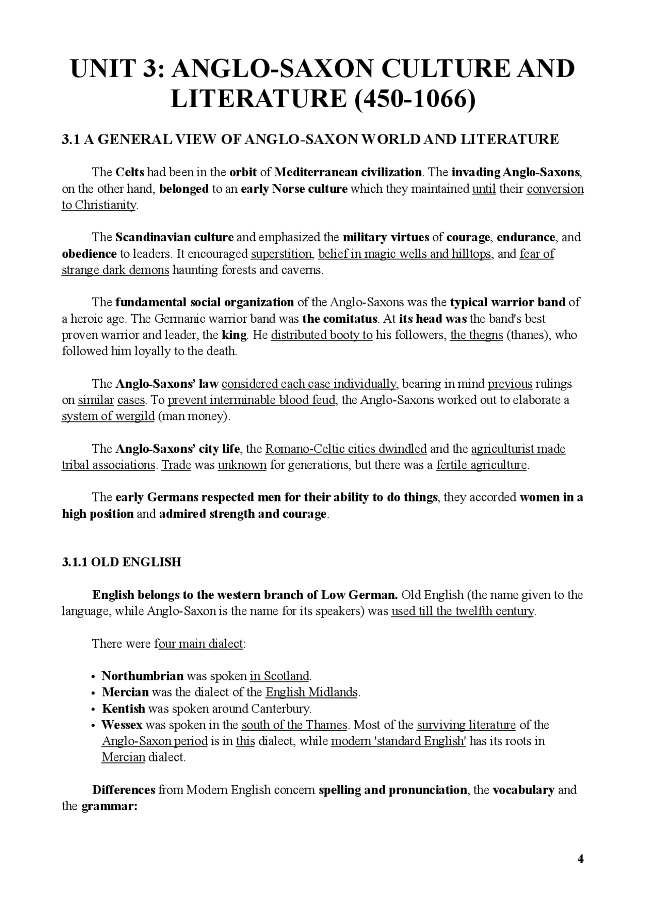 ICONOS UNIT 3 - ANGLO SAXON CULTURE AND LITERATURE - Docsity