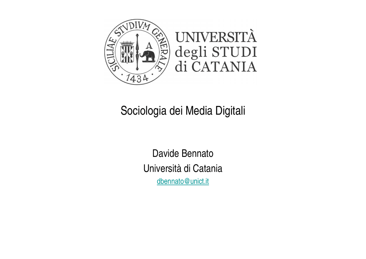 Sociologia Dei Media Digitali Docsity
