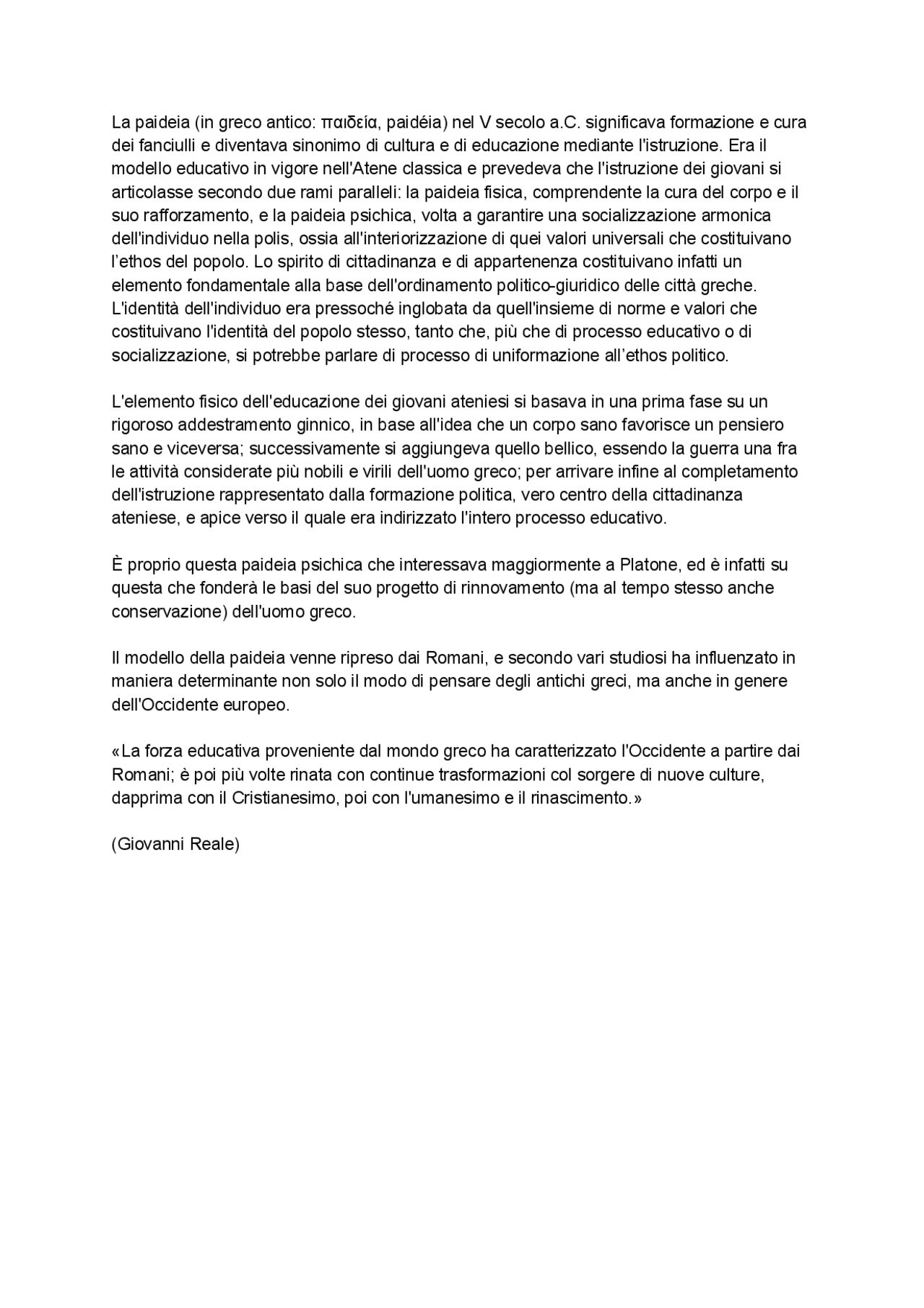 Approfondimento Sulla Paideia Docsity