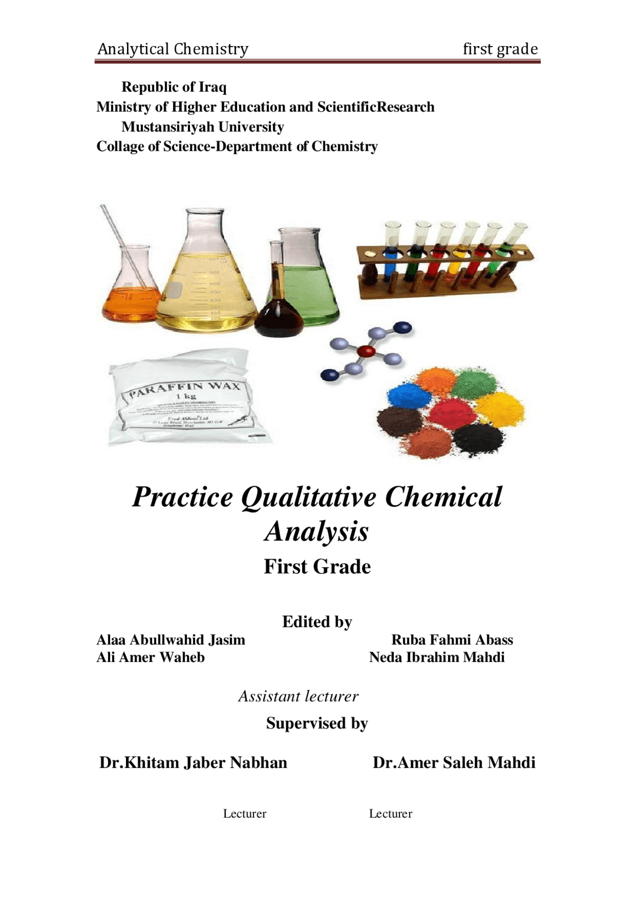 Qualitative Analysis Separation of ions to groups and identification ...