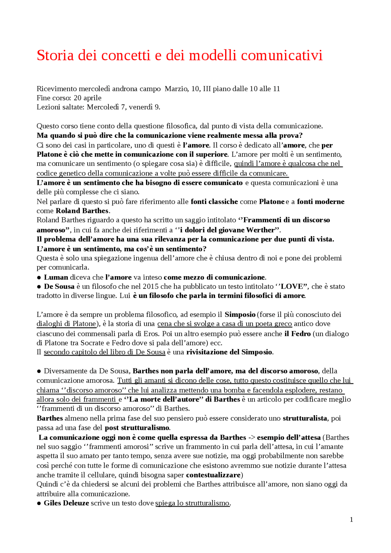 Storia Dei Concetti E Dei Modelli Comunicativi Docsity
