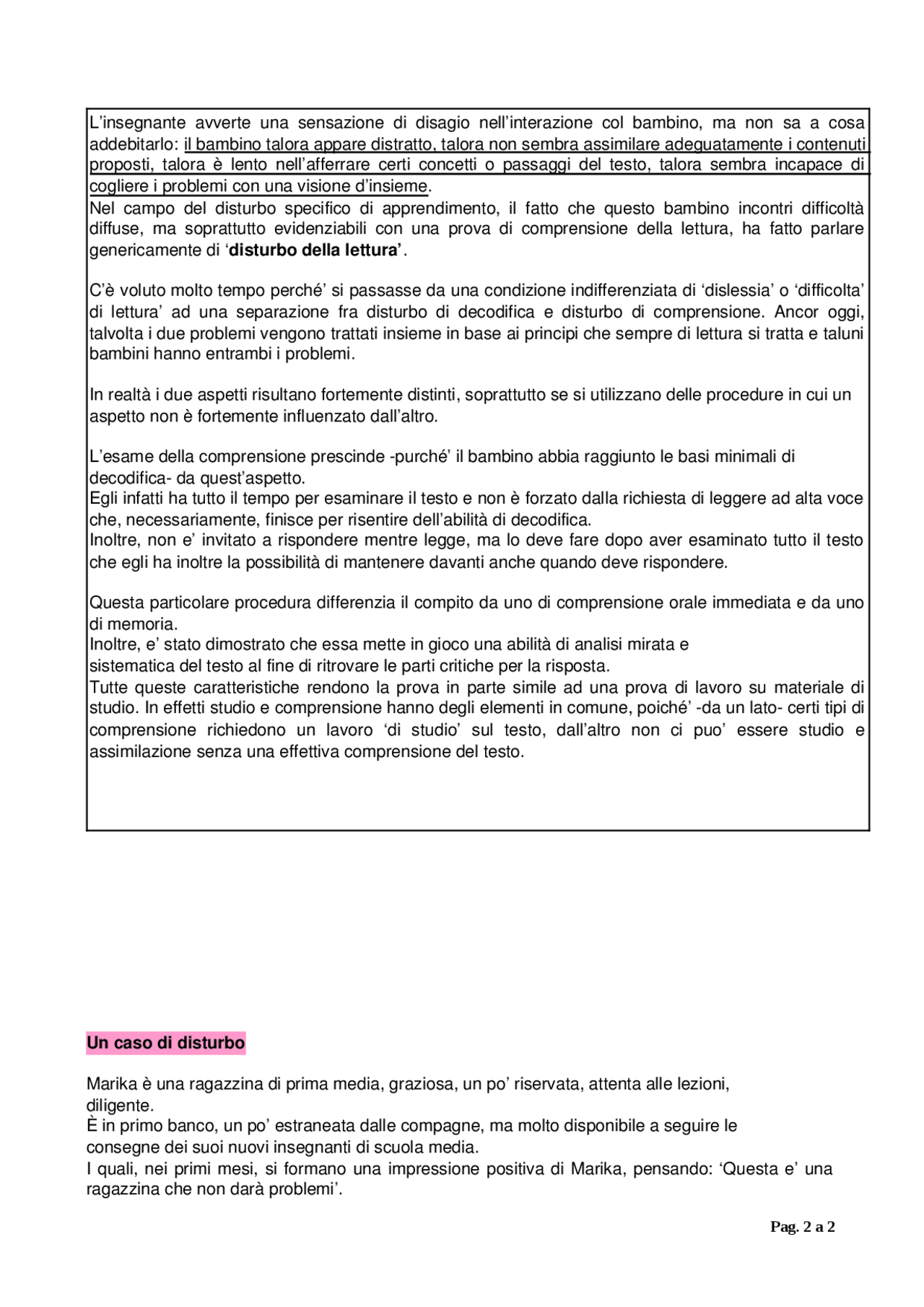 Le Difficoltà Di Apprendimento Docsity