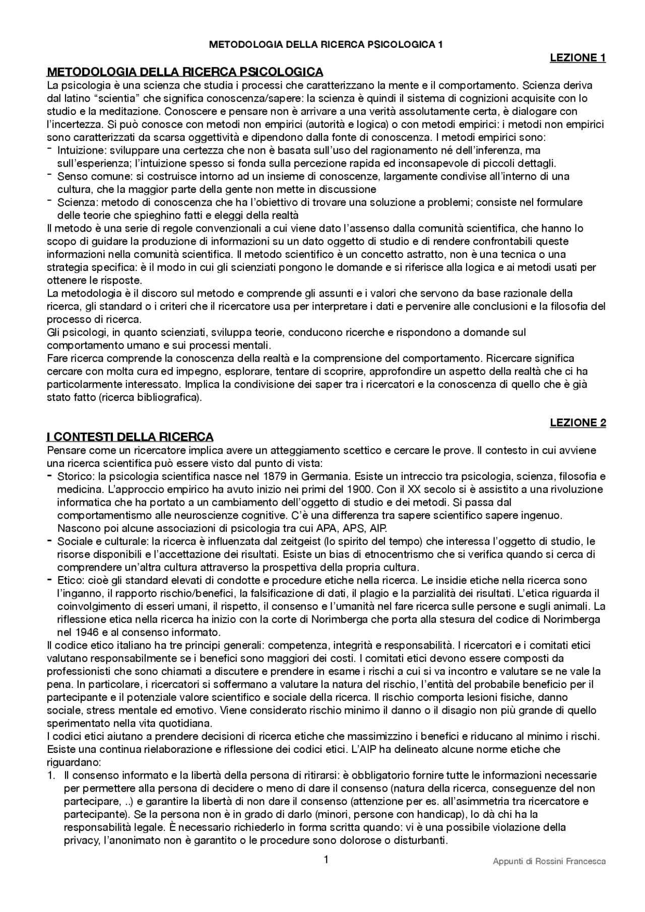 Appunti Corso Di Metodologia 1 Prof Cipresso Unicatt Milano Docsity