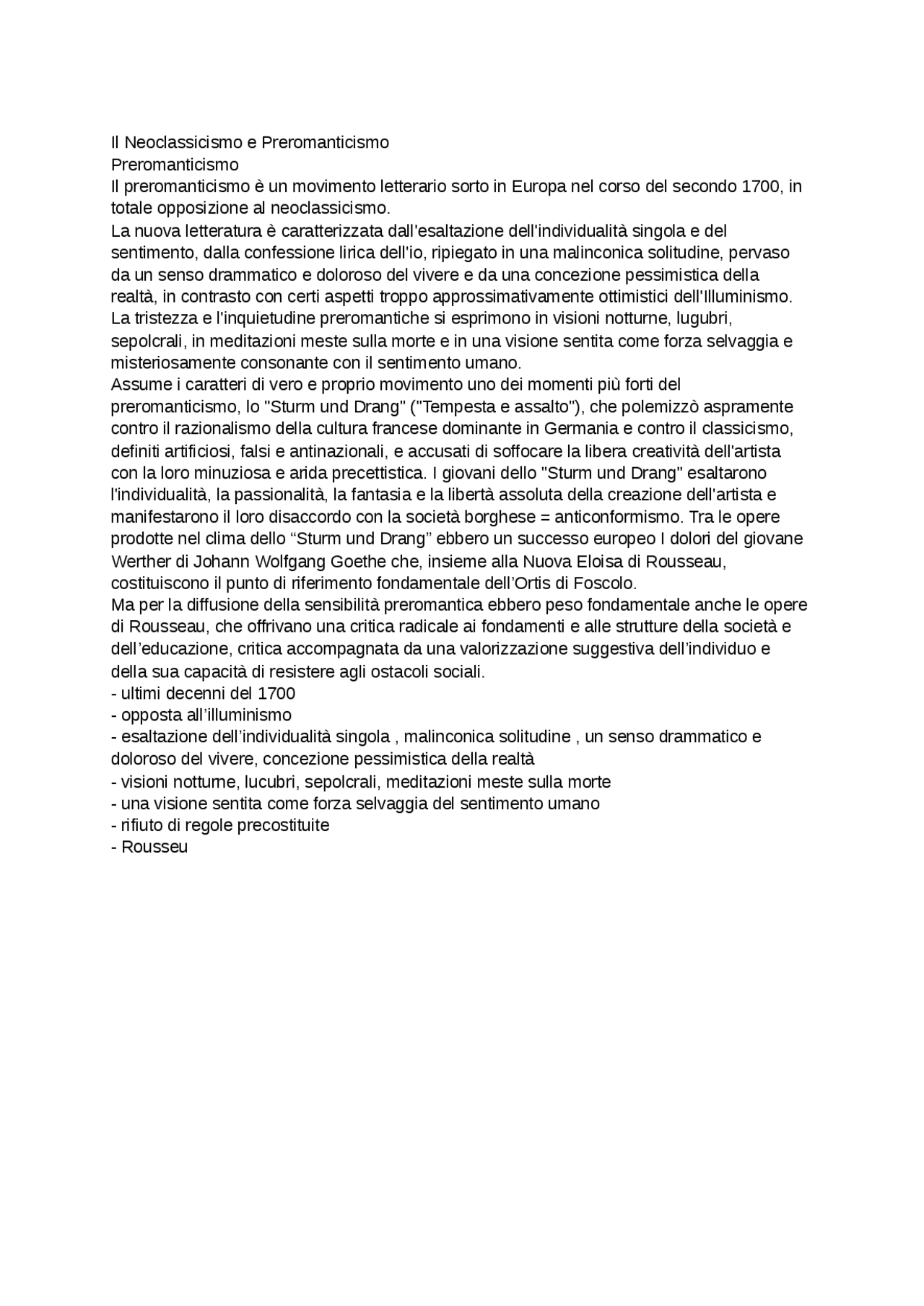 Neoclassicismo E Preromanticismo Docsity