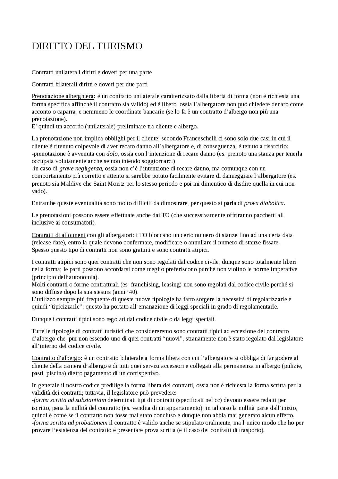 Appunti Diritto Del Turismo Progredito Docsity