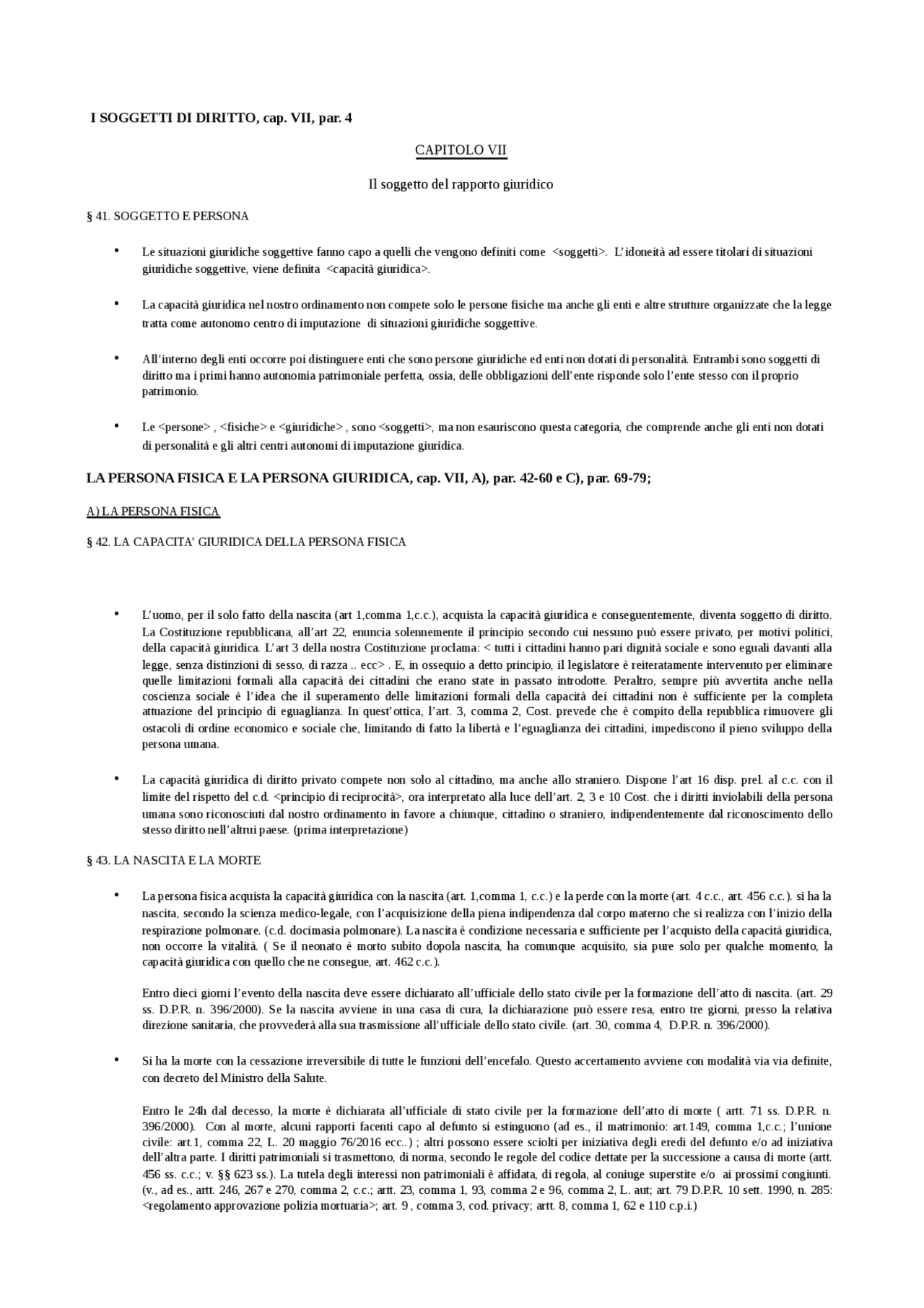 Diritto Privato Riassunto Completo Docsity