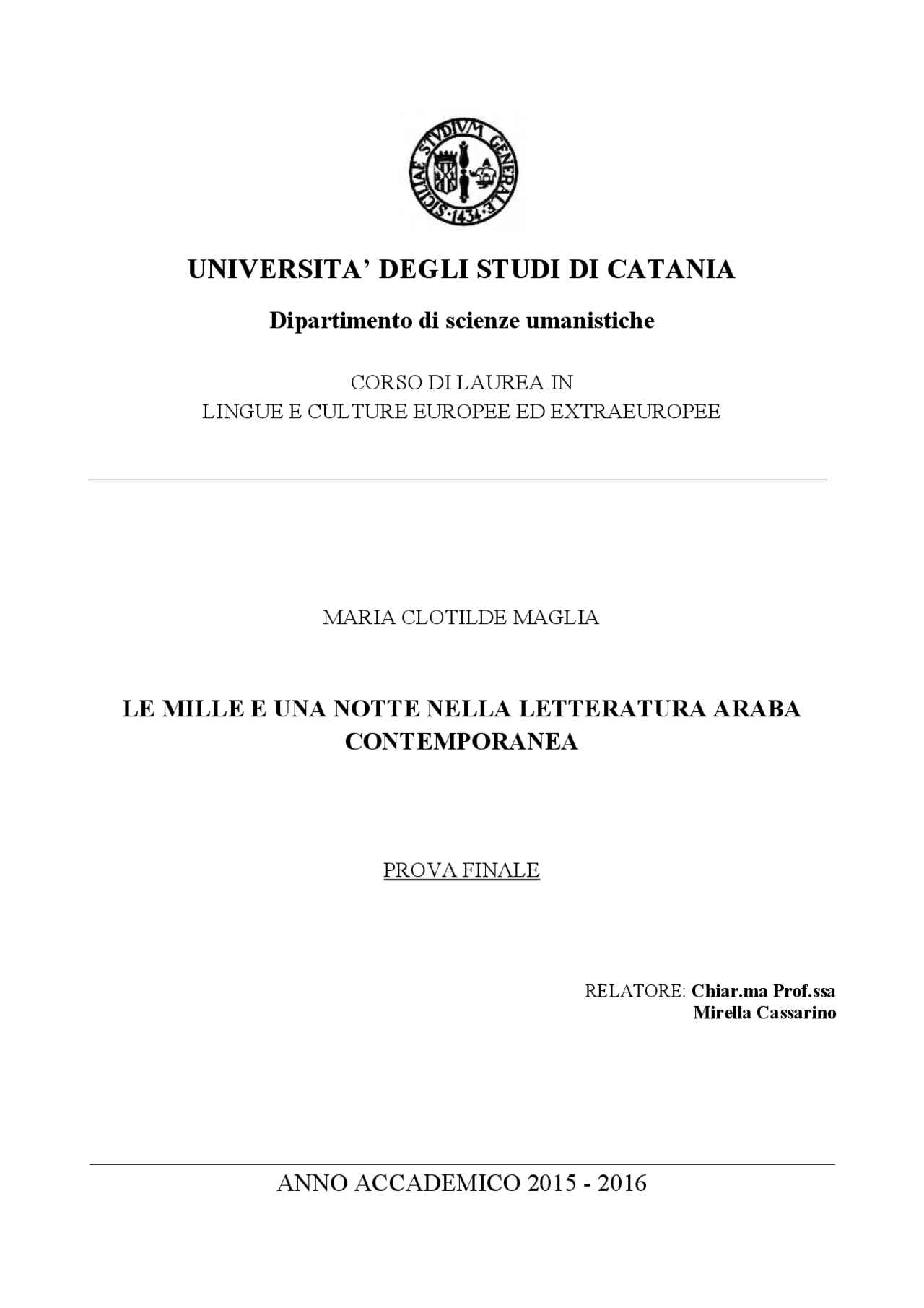 Le Mille E Una Notte Docsity