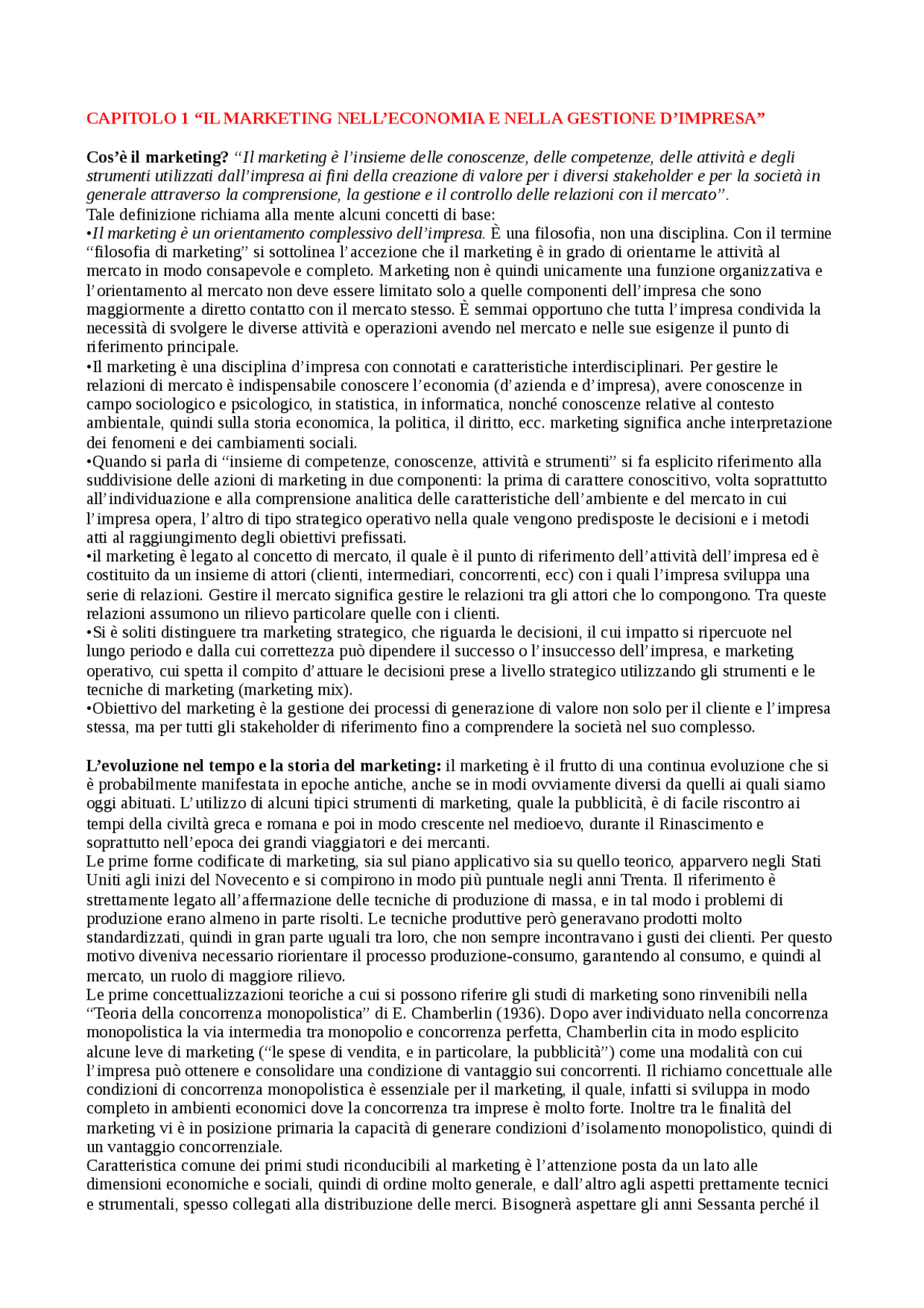 Dispensa primo parziale marketing - Docsity