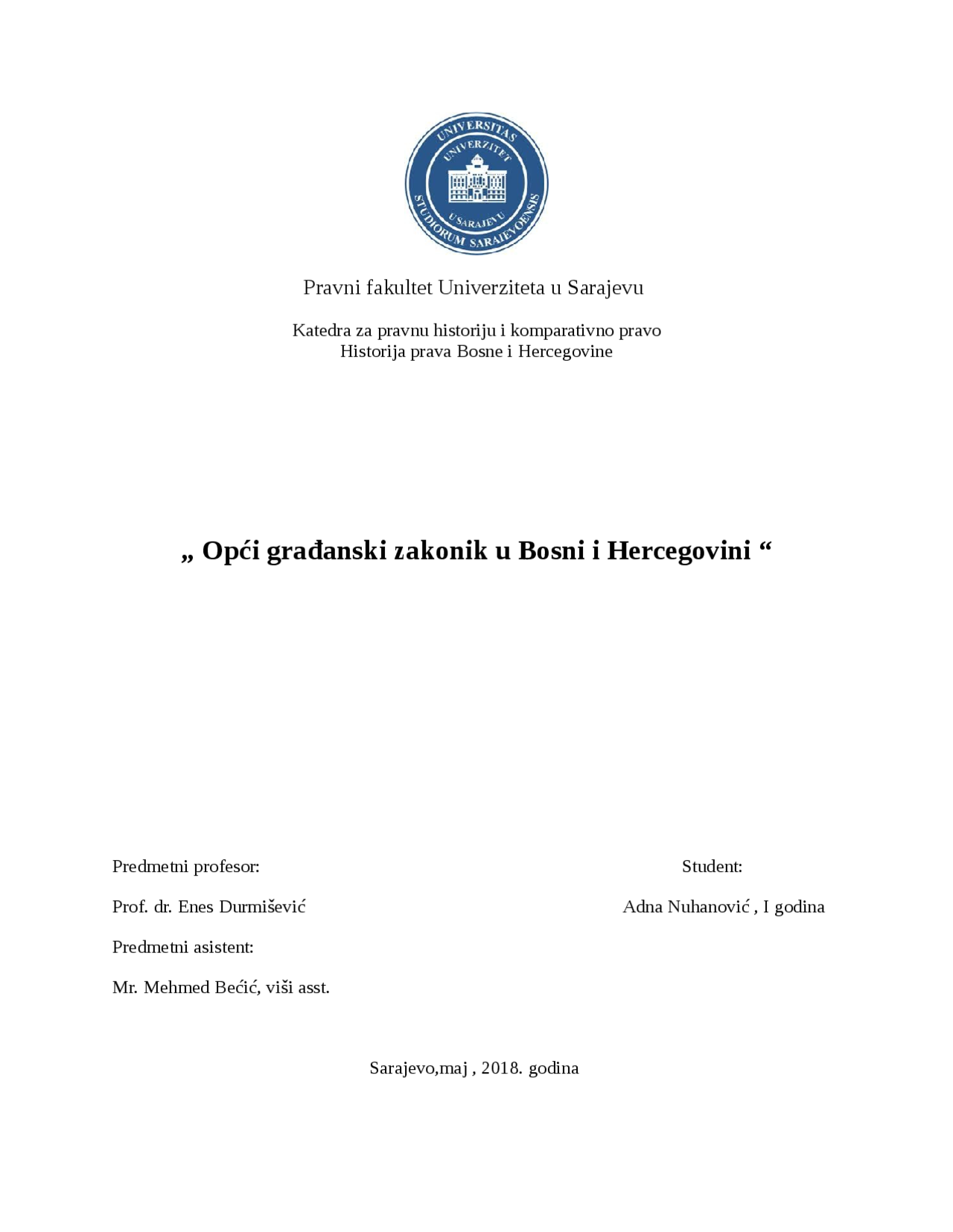 Opci Gradjanski Zakonik Esej Predlog Pravo Docsity