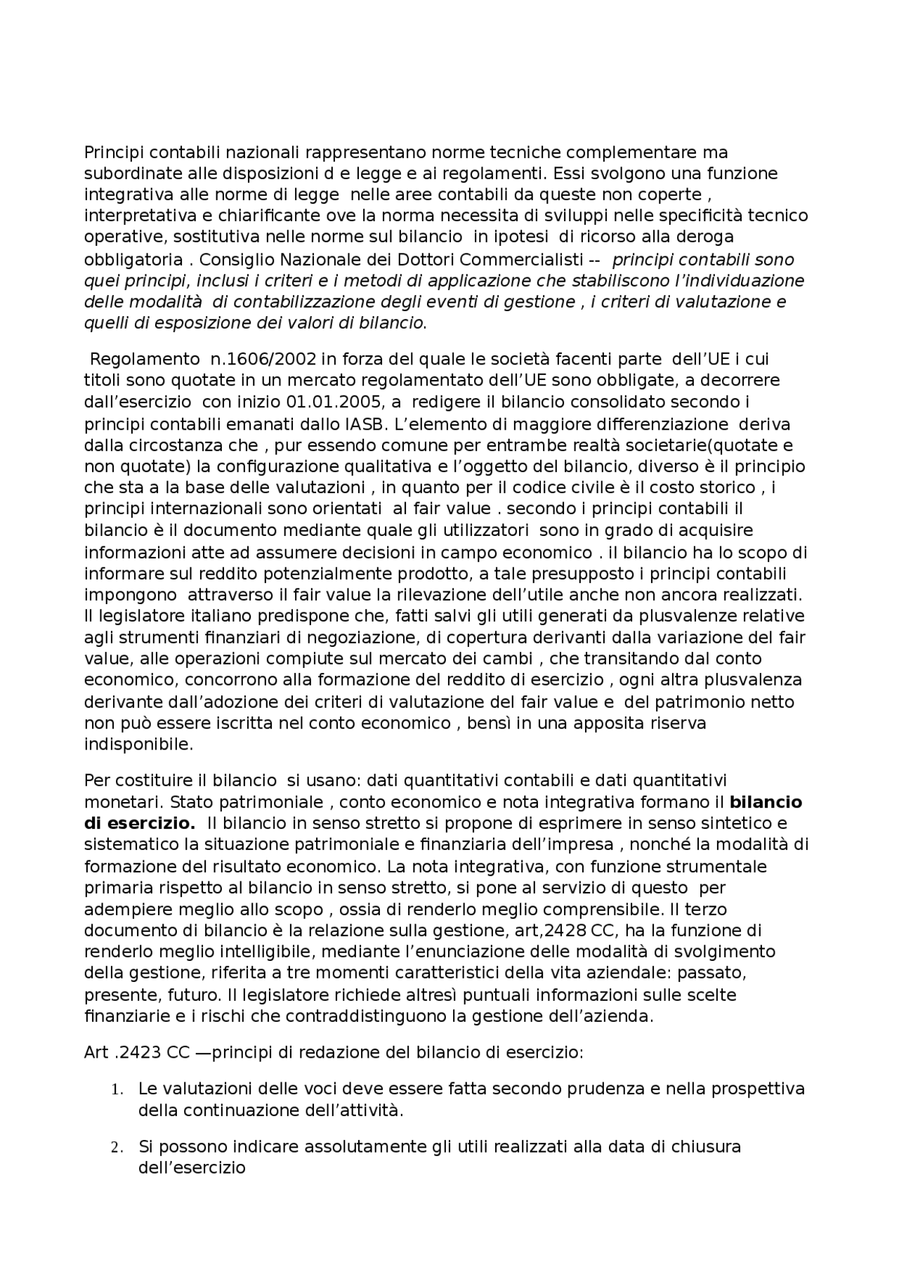 Bilancio E Principi Contabili Docsity