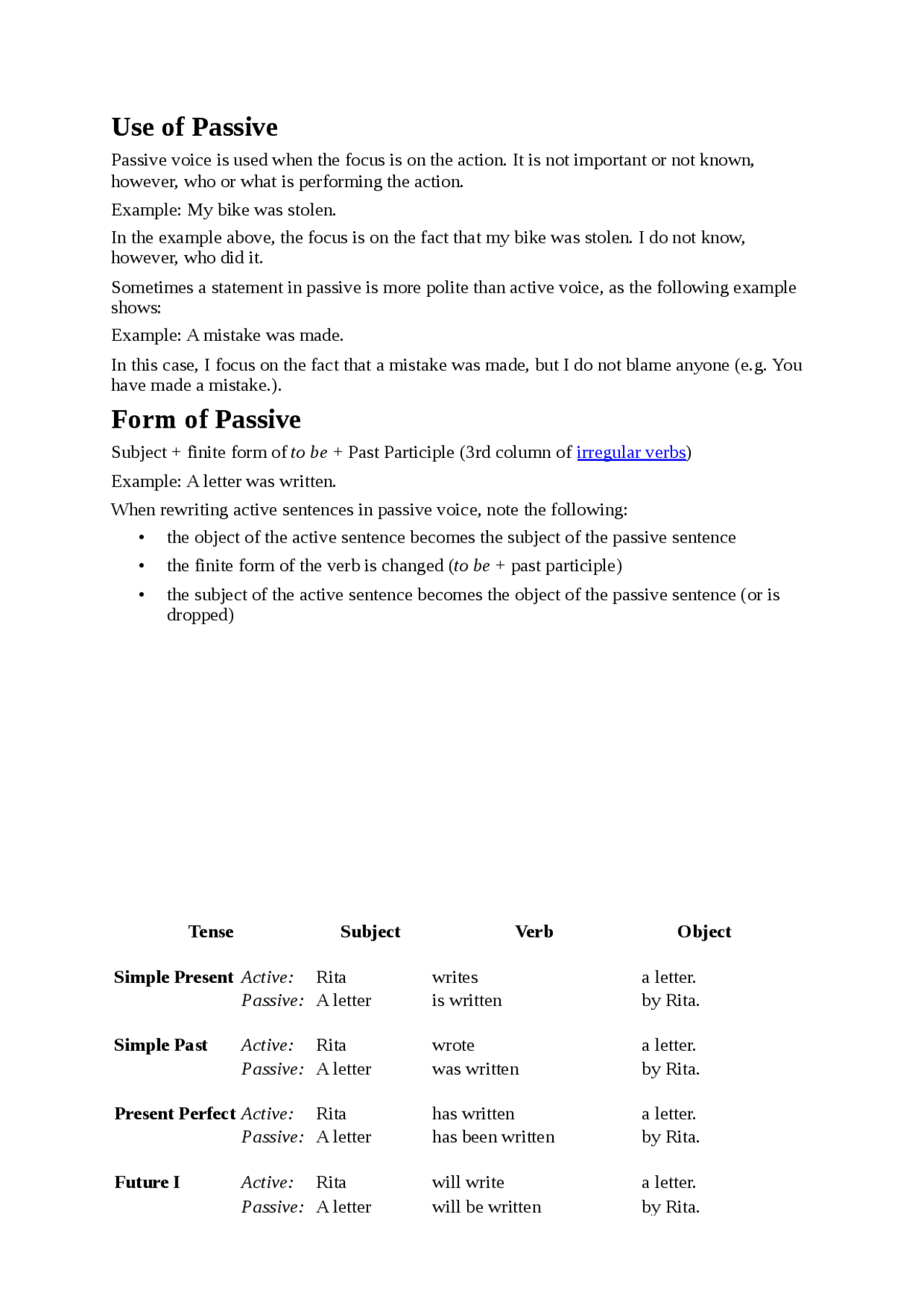 Use Of Passive In English Docsity