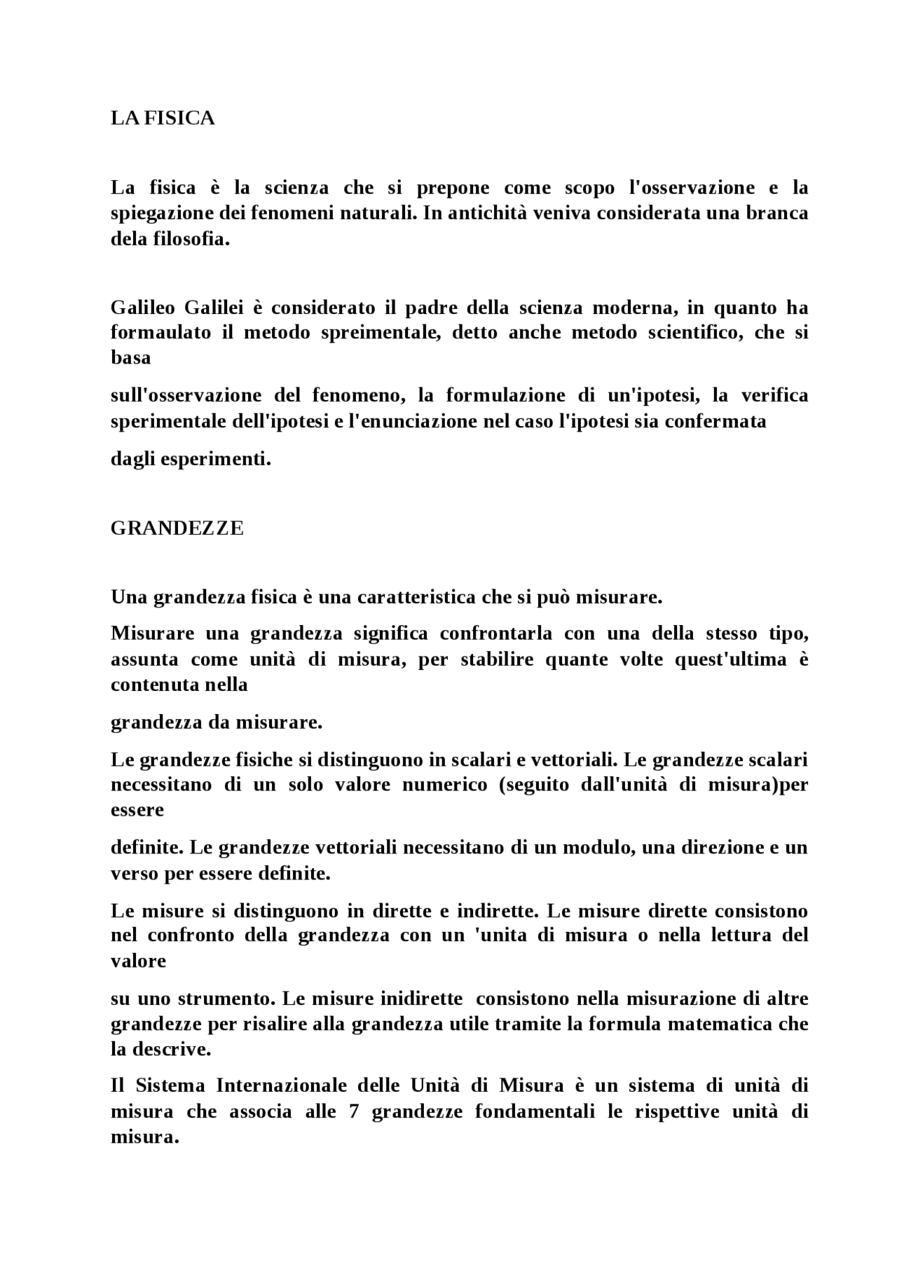 Appunti Di Fisica Liceo E Istituto Tecnico Grandezze Forze