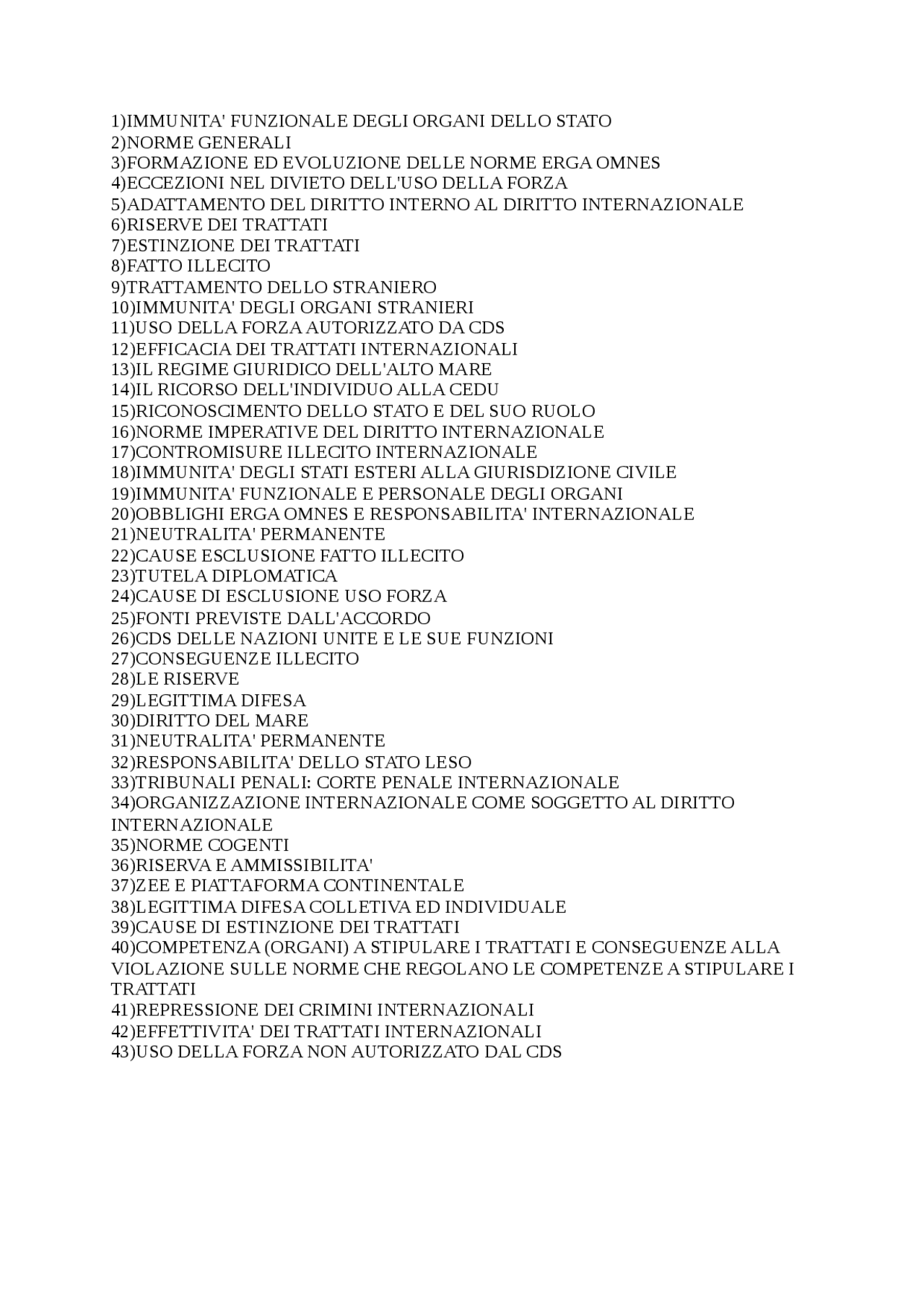 Domande Diritto Internazionale Pietrobon Prove Desame Di Diritto