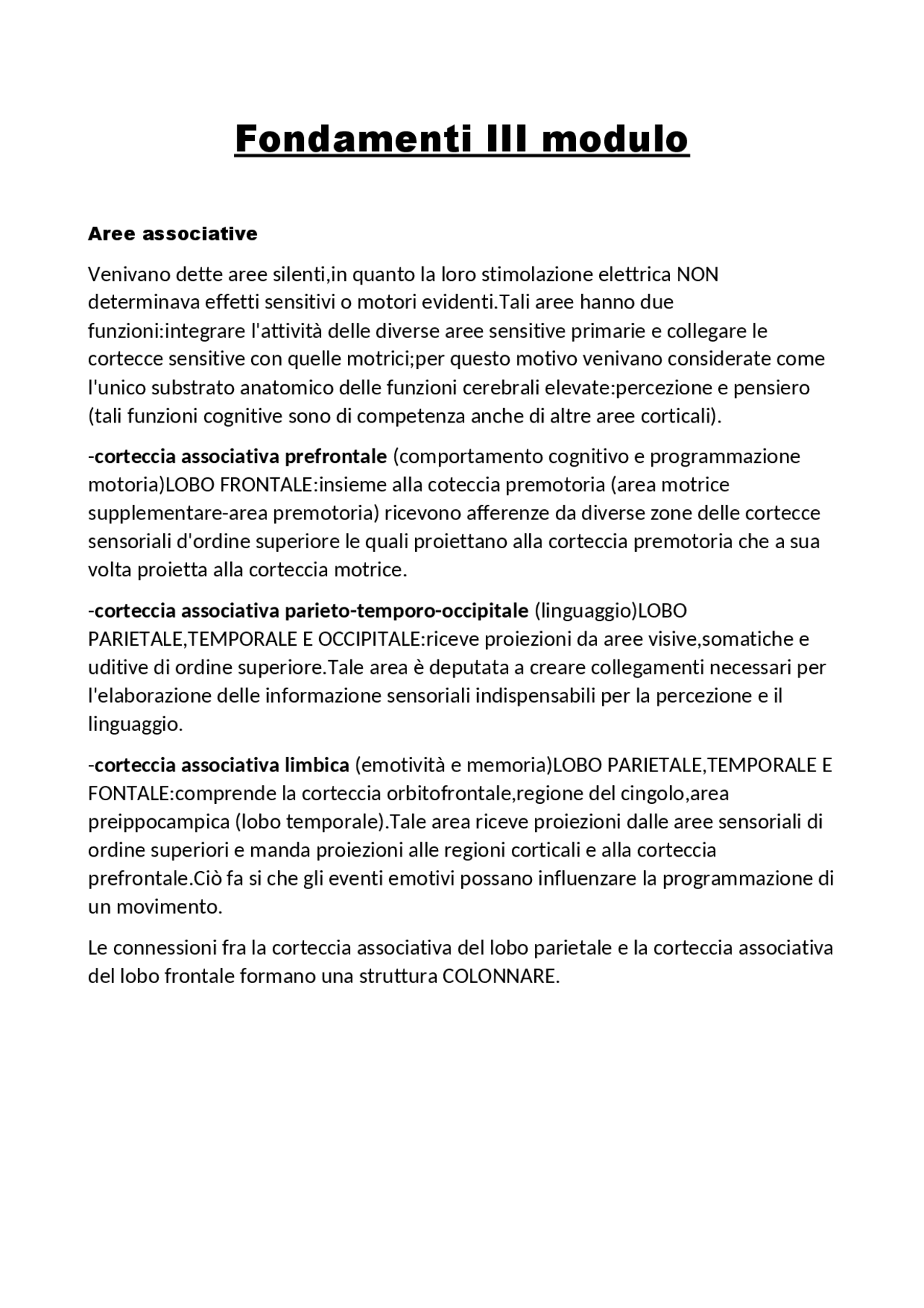 3 Modulo Fondamenti Anatono Fisiologici Dei Processi Psichici Docsity