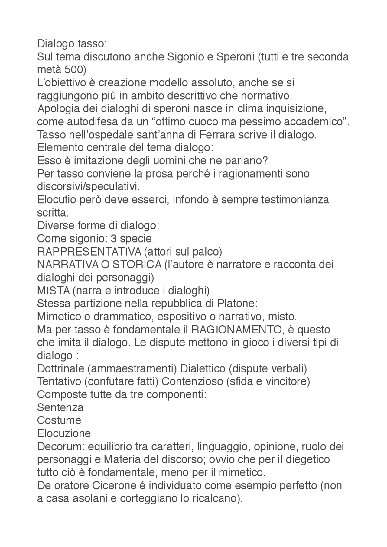Appunti Opera Sul Dialogo Di Tasso Docsity