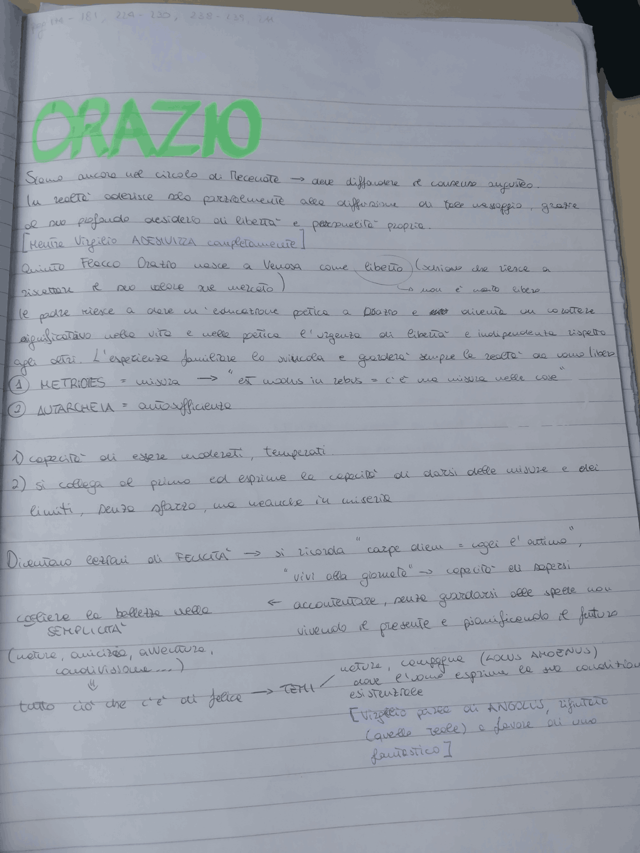 Sintesi Dettagliati Su Orazio Docsity