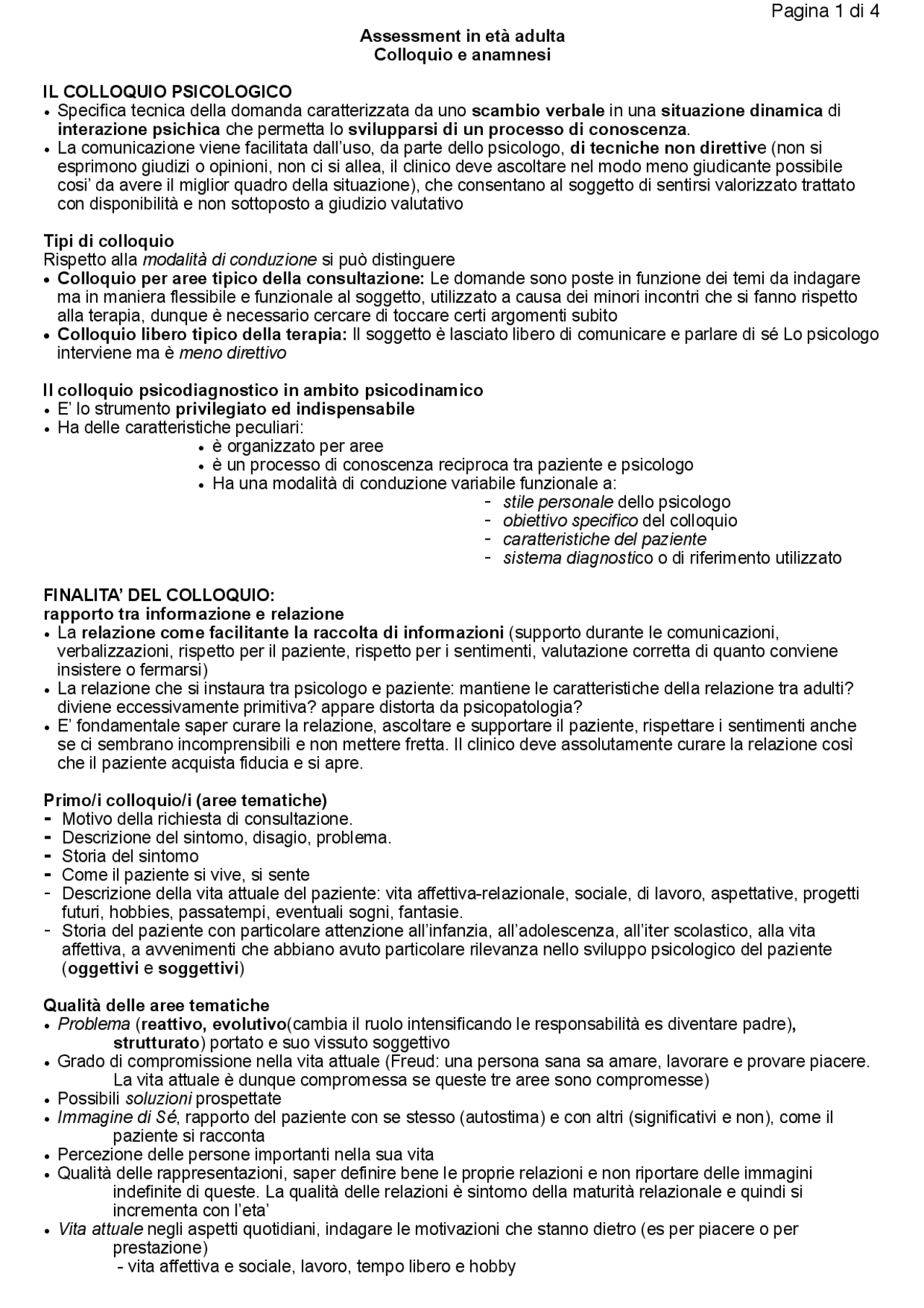 Assessment Psicodinamico Eta Evolitiva Docsity