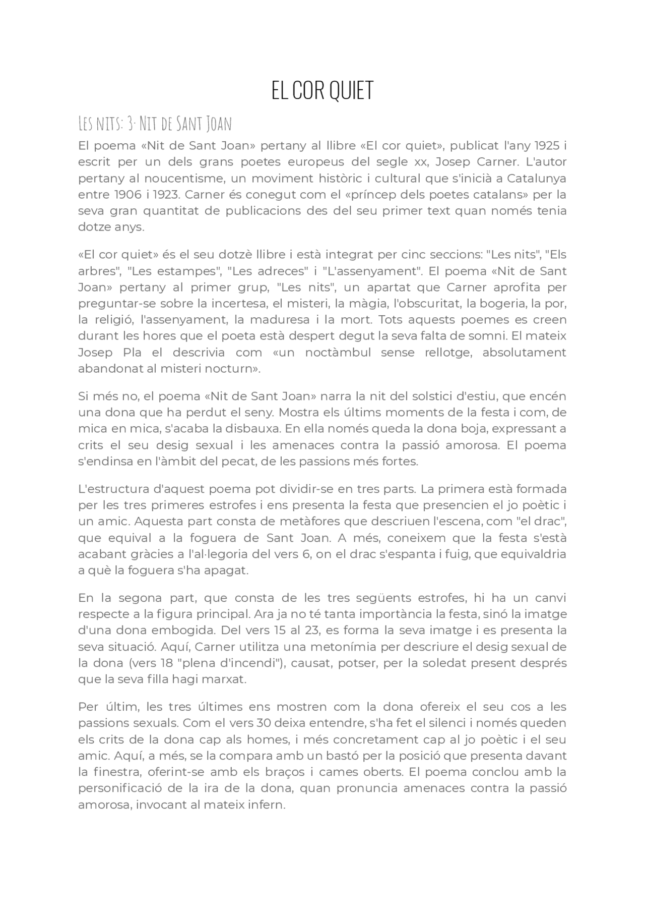 Comentari De Text Literatura Catalana Ejercicios De Literatura