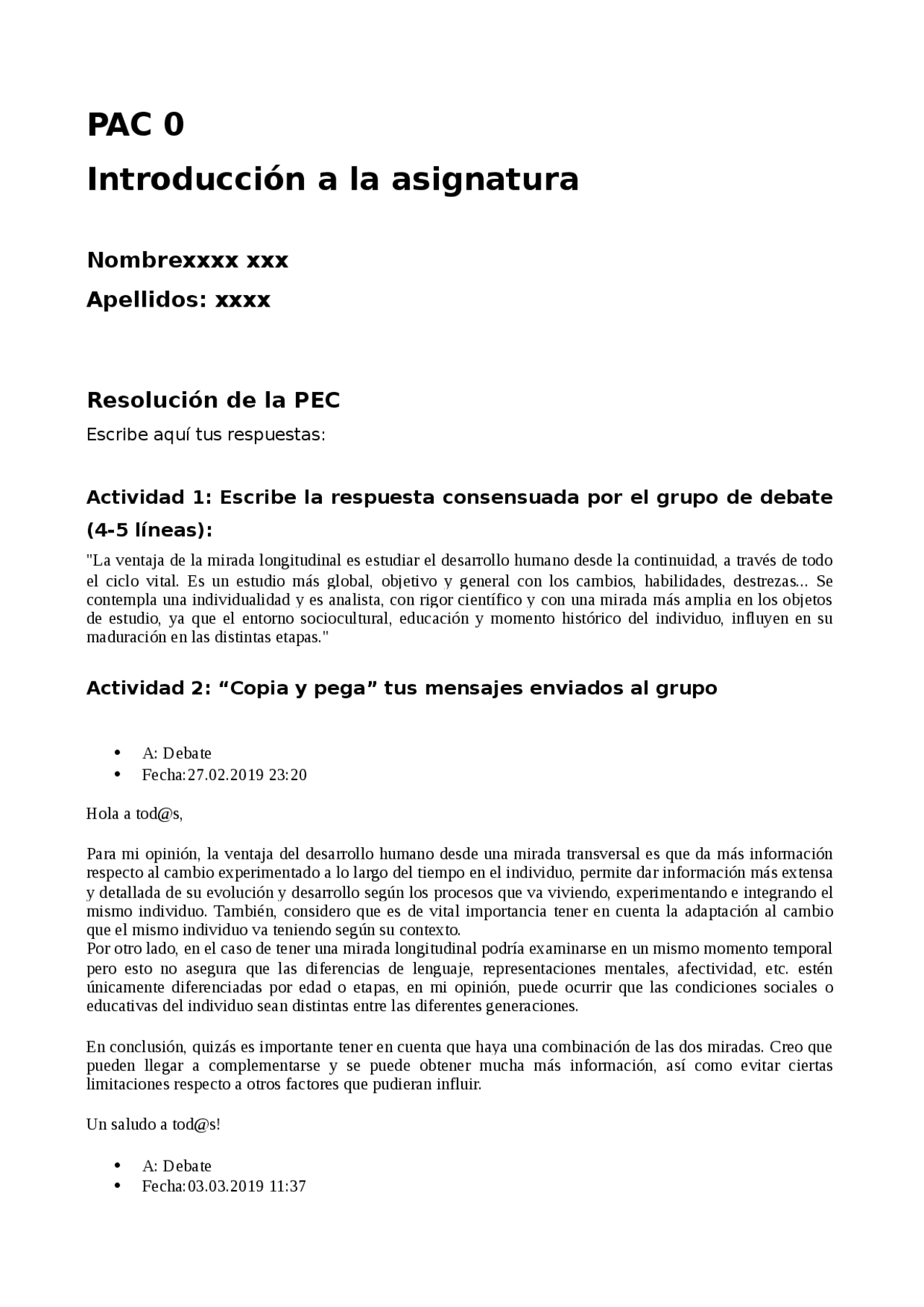 Pec 0 Psicologia Del Desarrollo I Docsity