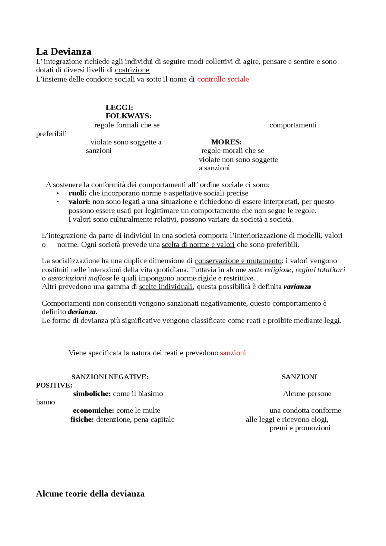 La Devianza E Le Sue Teorie Docsity