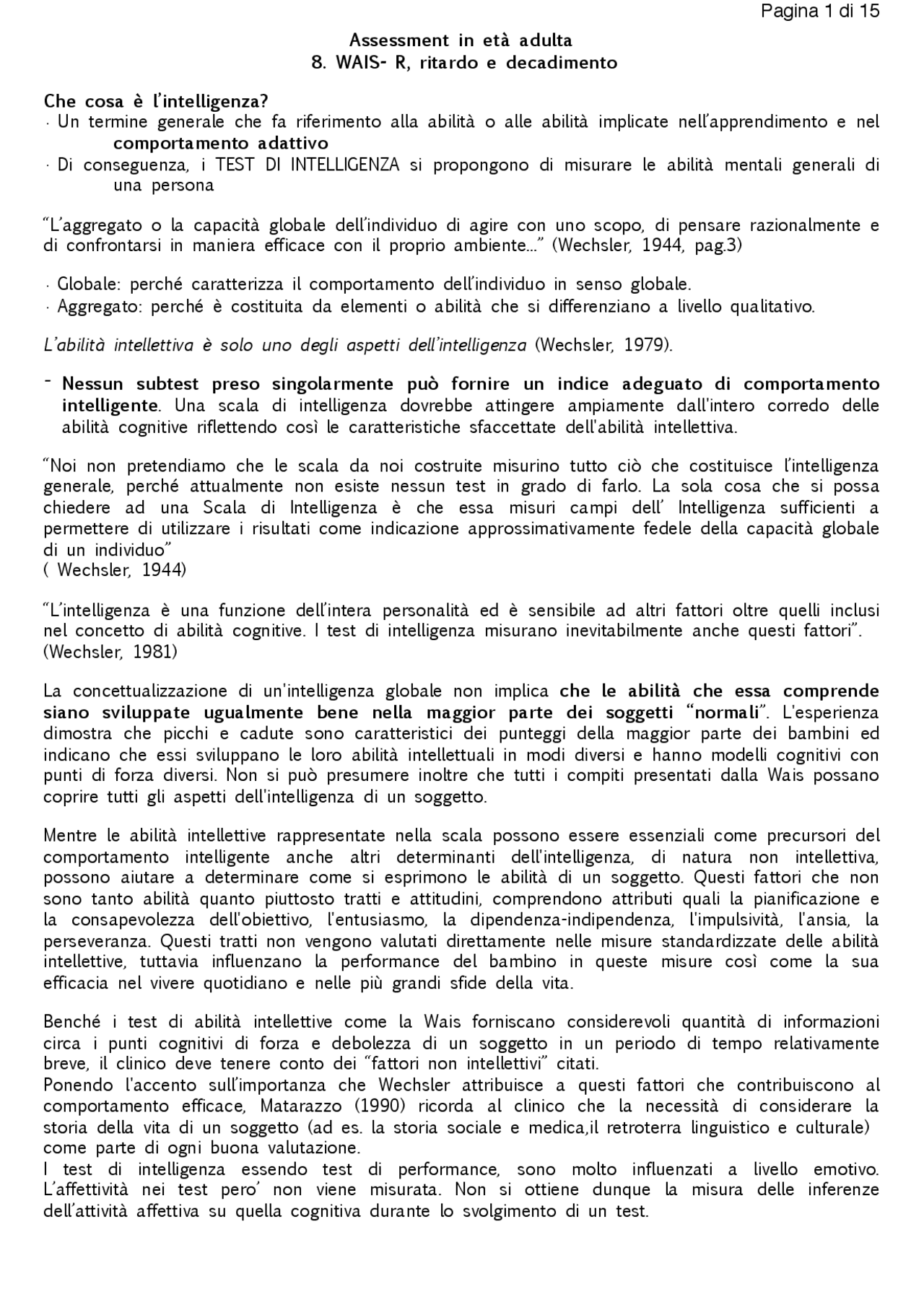Assessment Psicodinamico Eta Evolitiva Docsity
