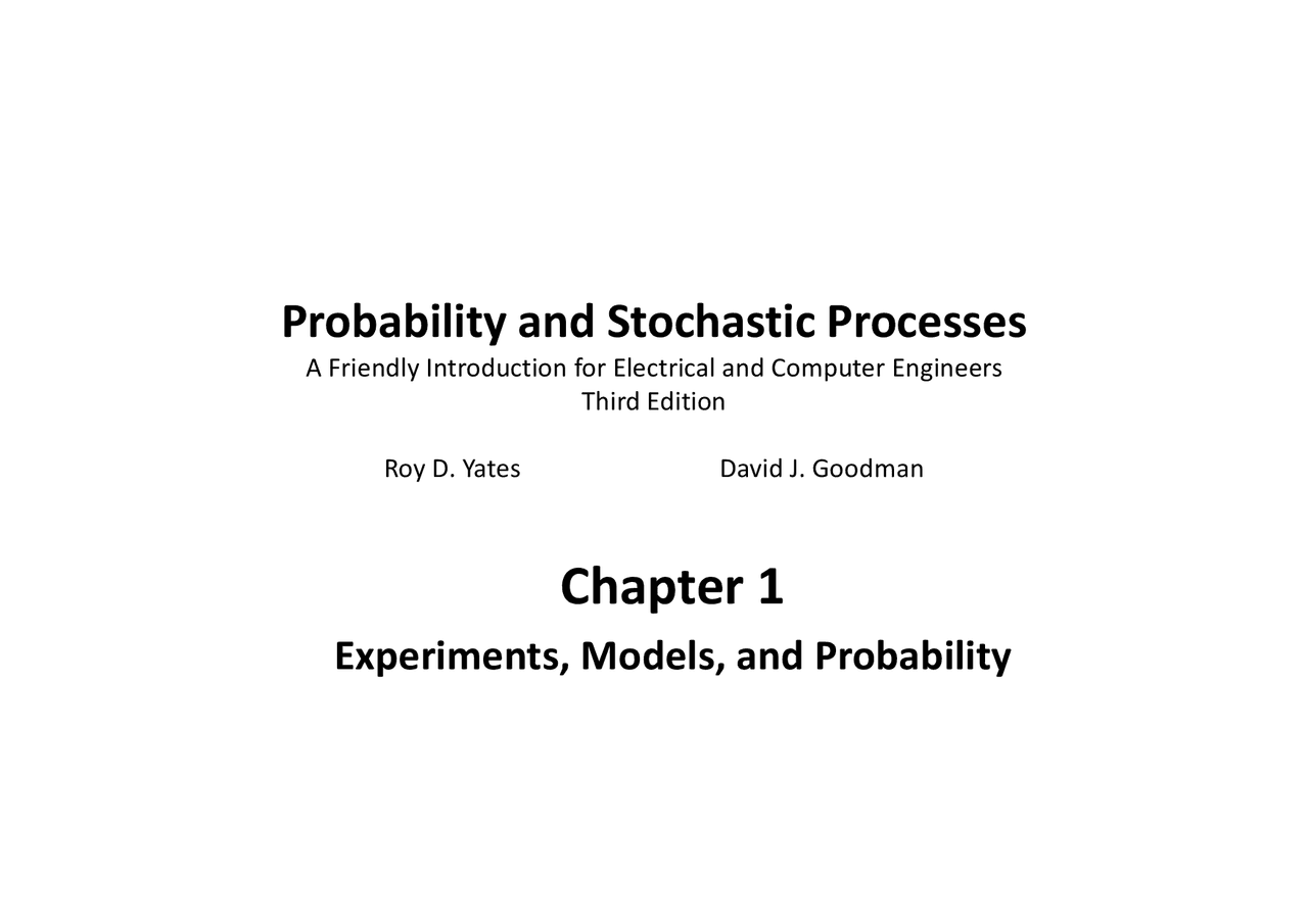 Probability and Stochastic Processes chapter1 - Docsity