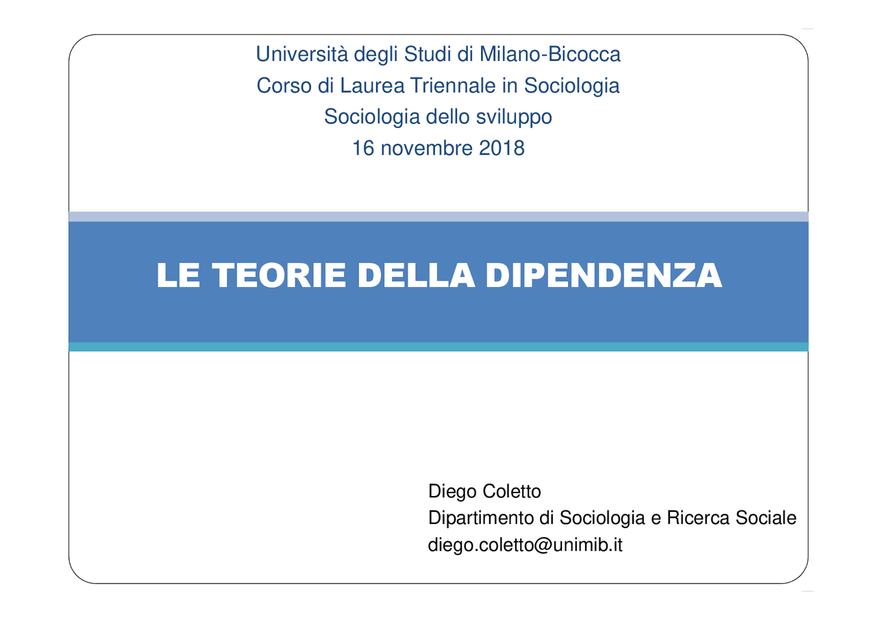 Sociologia Dello Sviluppo Docsity