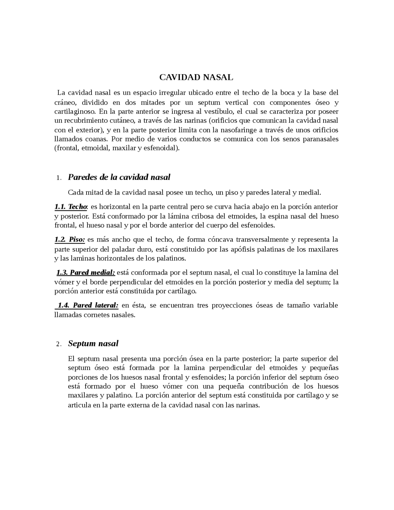 Cavidad Nasal Anatomia Completa Docsity