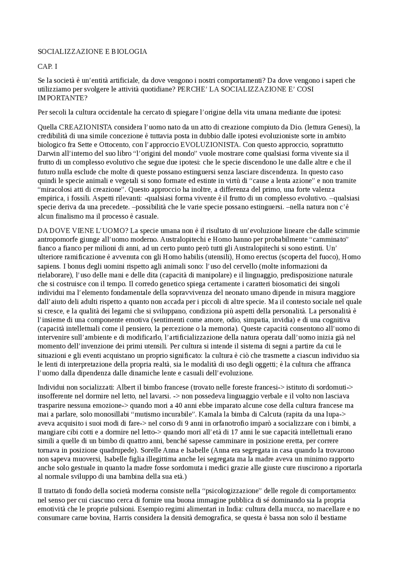 Che Cose La Socializzazione Docsity