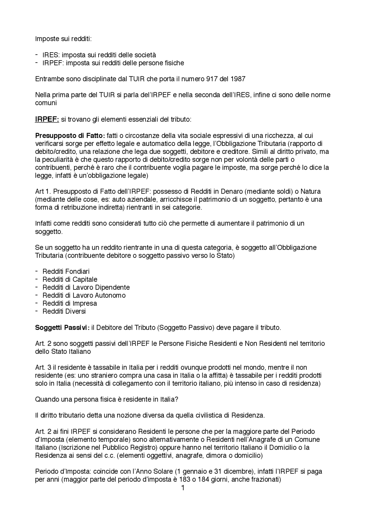 Appunti Diritto Tributario Docsity